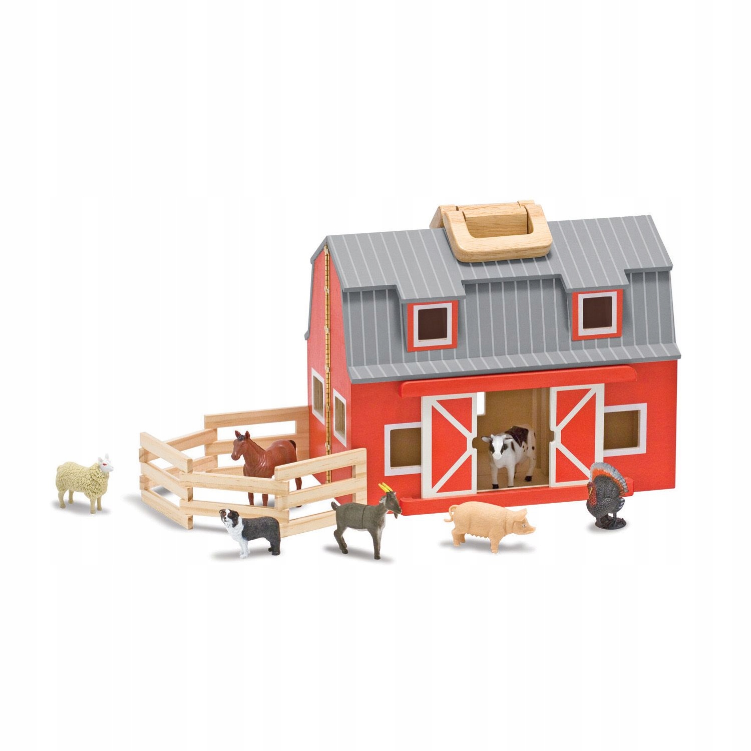DREWNIANA OBORA FIGURKI ZWIERZĘTA FARMA DLA DZIECI MELISSA AND DOUG ...