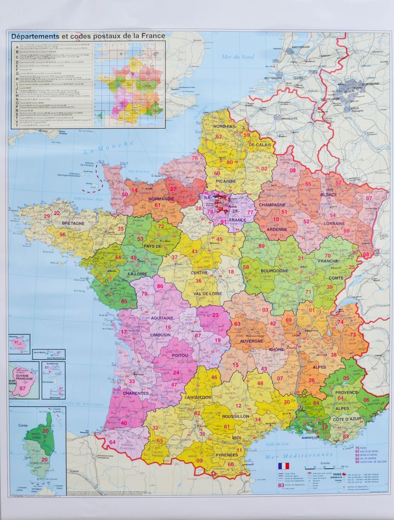 FRANCJA MAPA ŚCIENNA KODOWA KODY POCZTOWE STIEFEL - 129,90 zł - Allegro ...
