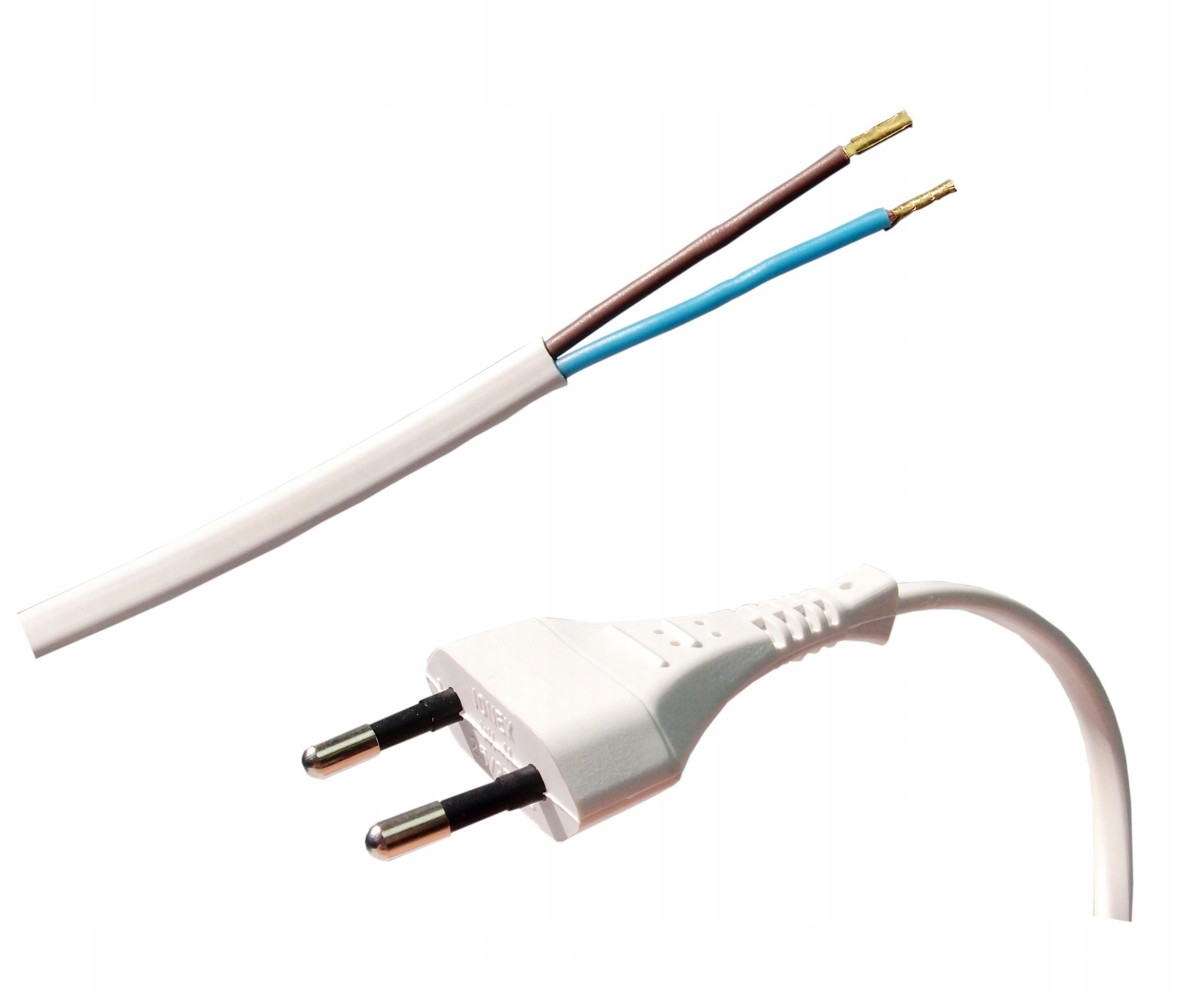 Przewód Kabel z wtyczką prostą płaską H03VVH2-F 2x0,75 3m biały (5907570020856) • Cena, Opinie ...