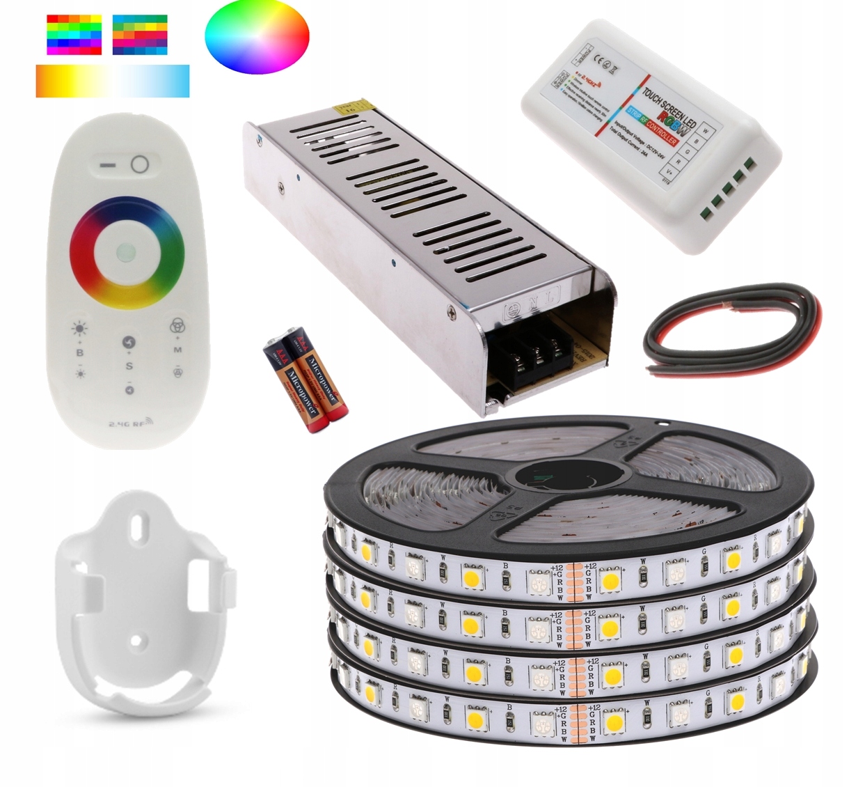 ZESTAW 20m Taśma LED 5050 RGB+w biały pilot dotyk (5903814460068 ...