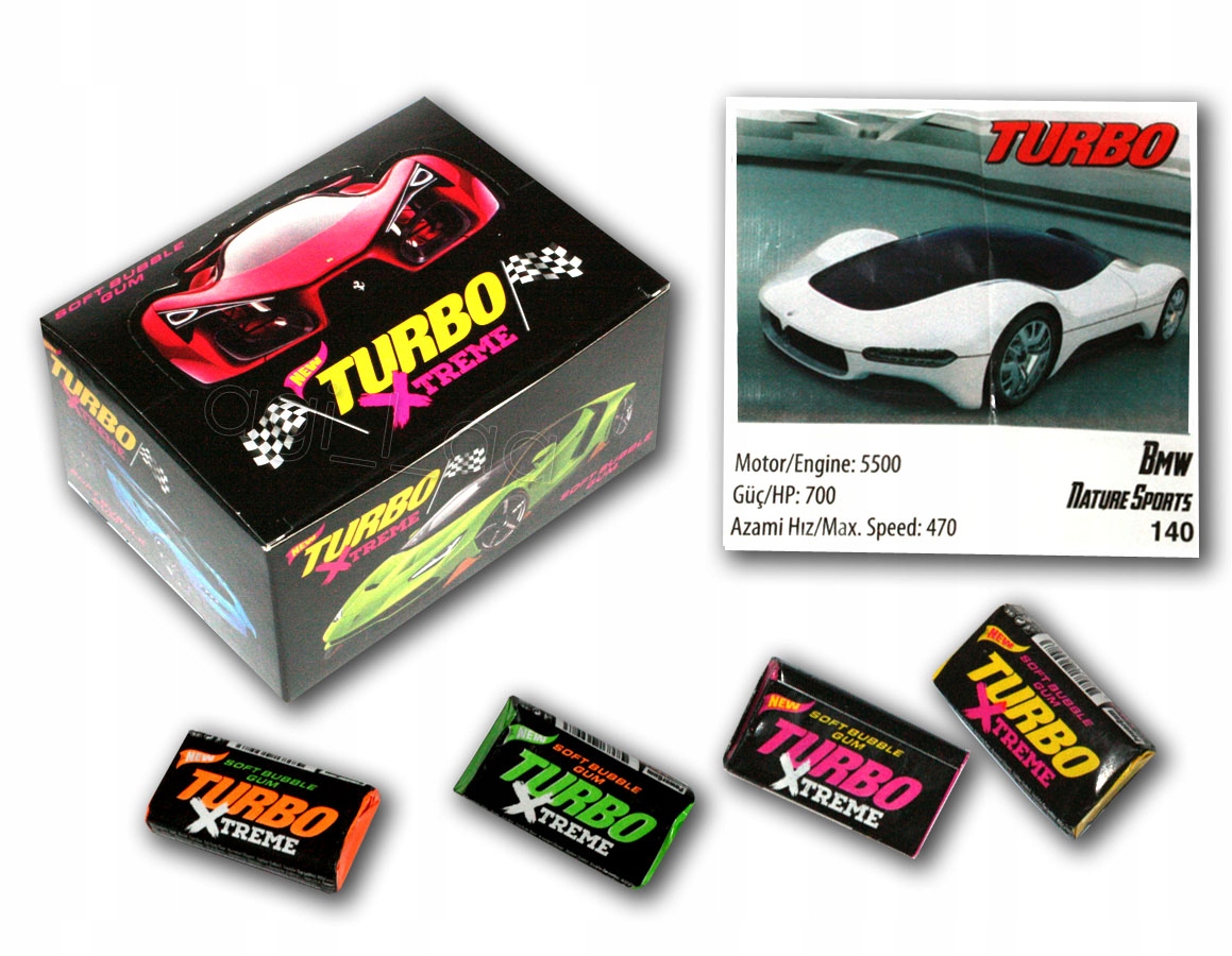 NOWA GUMA TURBO XTREME Z OBRAZKAMI 100szt!!! 7165611579 - Allegro.pl