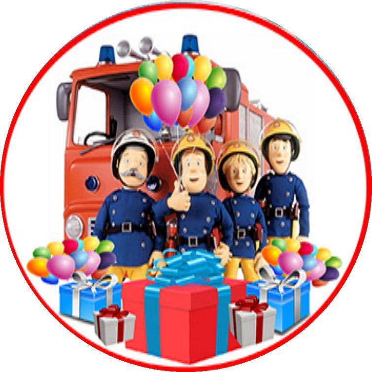 id_7433 OPŁATEK WAFLOWY NA TORT WAFEL STRAŻAK SAM STRAŻ POŻARNA 998 WÓZ ...