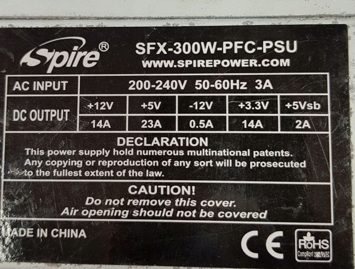 Zasilacz ATX SPIRE SFX-300W-PFC-PSU USZKODZONY w Toruń - Sklep, Opinie, Cena w Allegro
