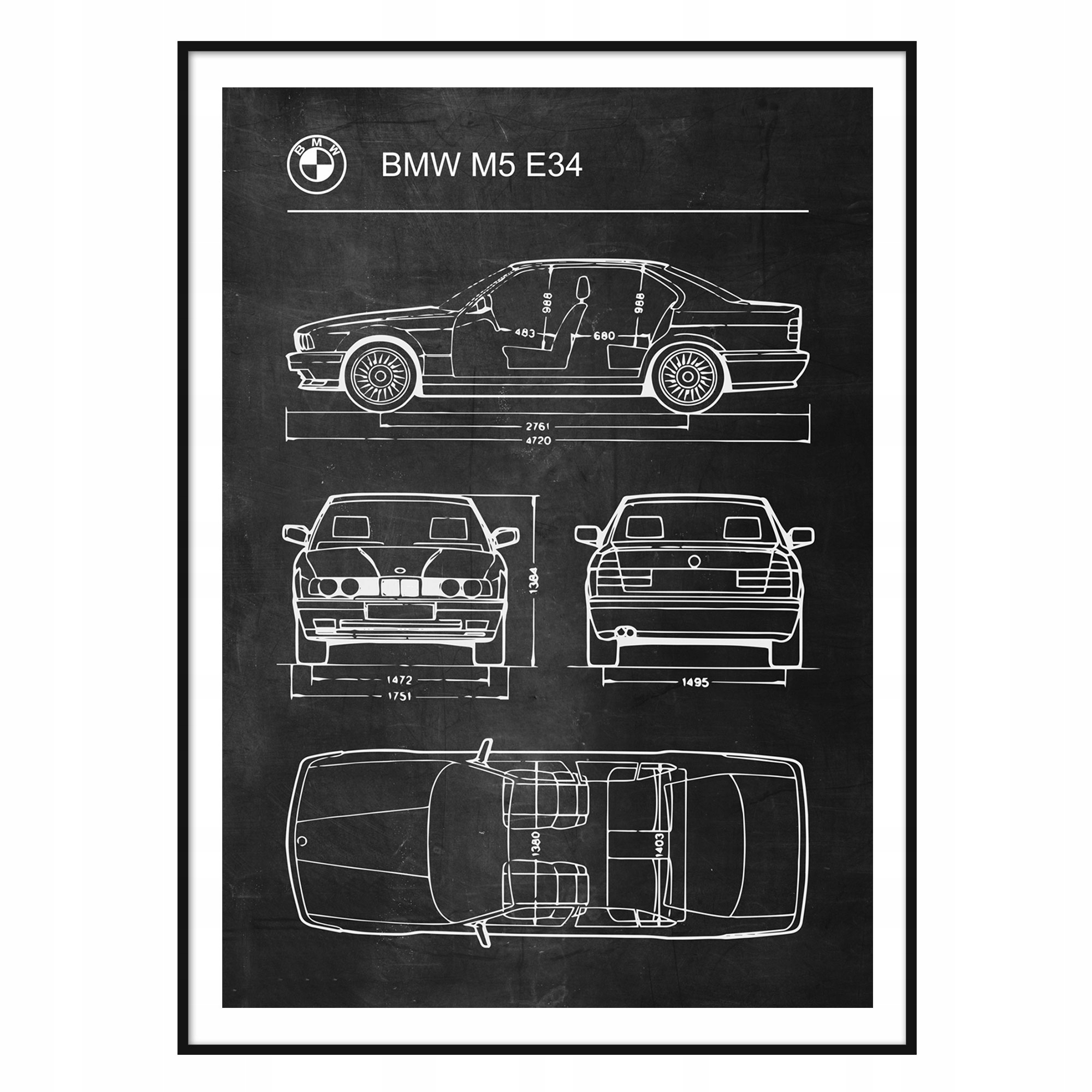 Plakat BMW E34 M5 Retro Patent Poster Schemat 9937682721 - Allegro.pl