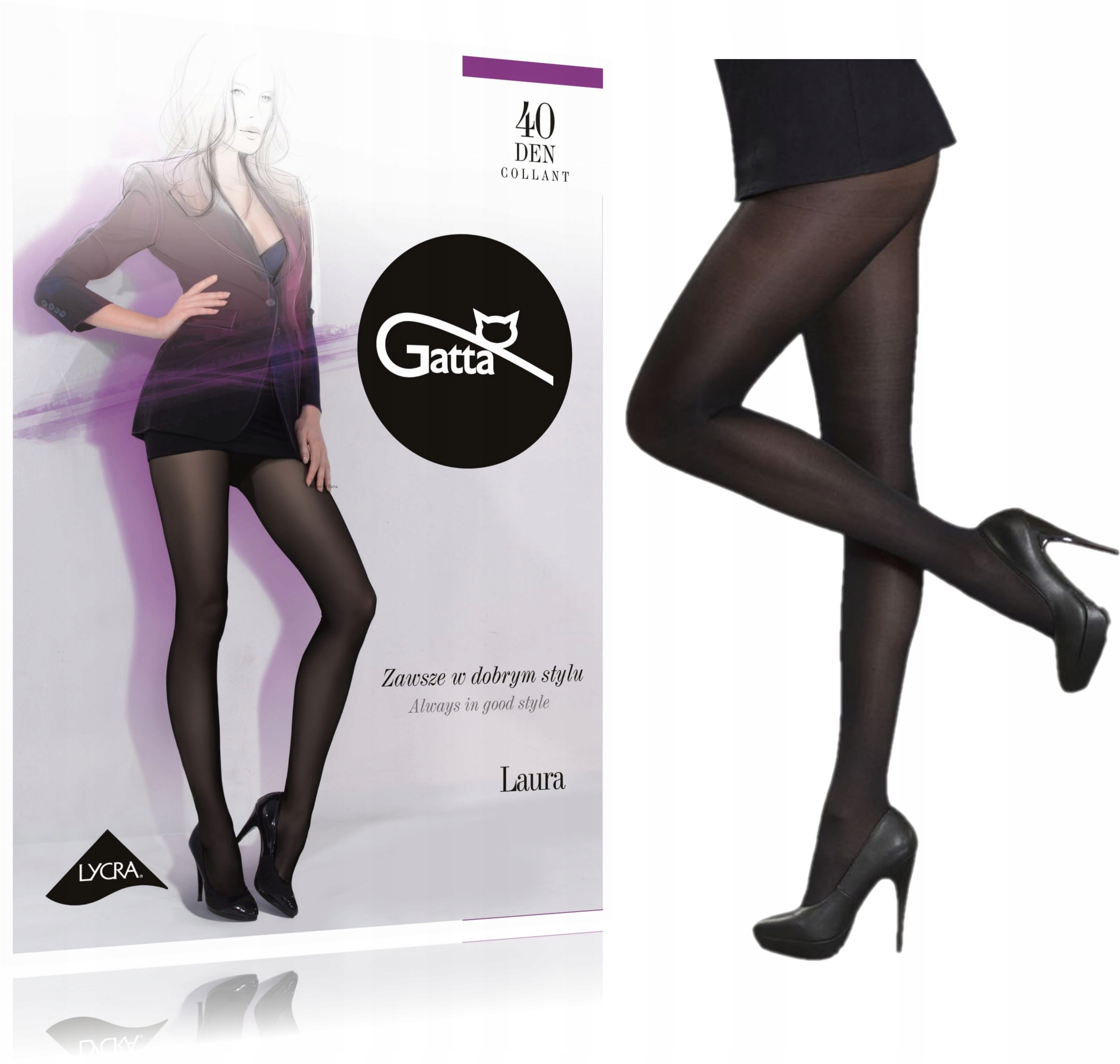 Rajstopy gładkie Gatta Laura 40den czarny Nero rozmiar 4 (5904383513018 ...
