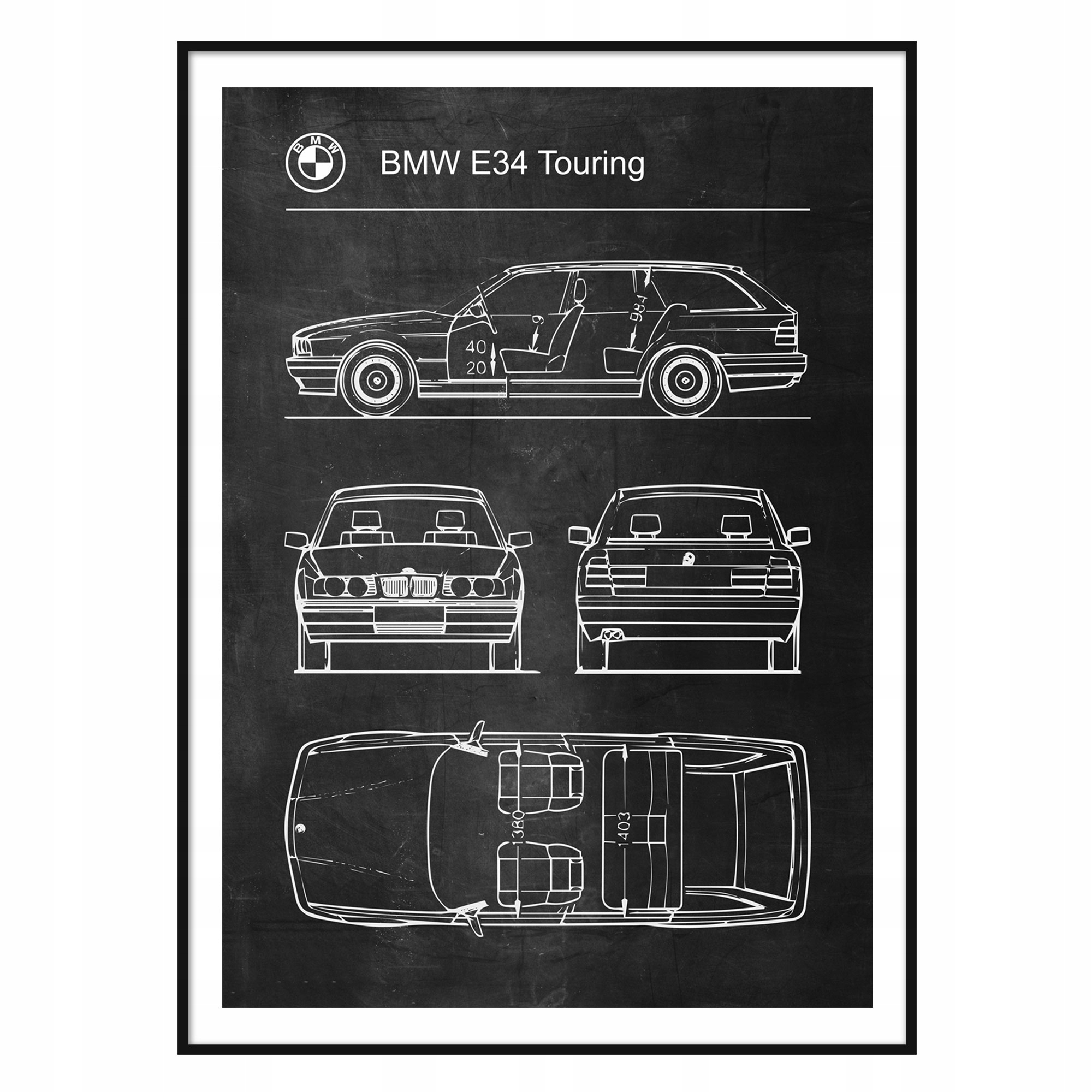 Plakat BMW E34 Touring Retro Schemat Poster 9938978104 - Allegro.pl