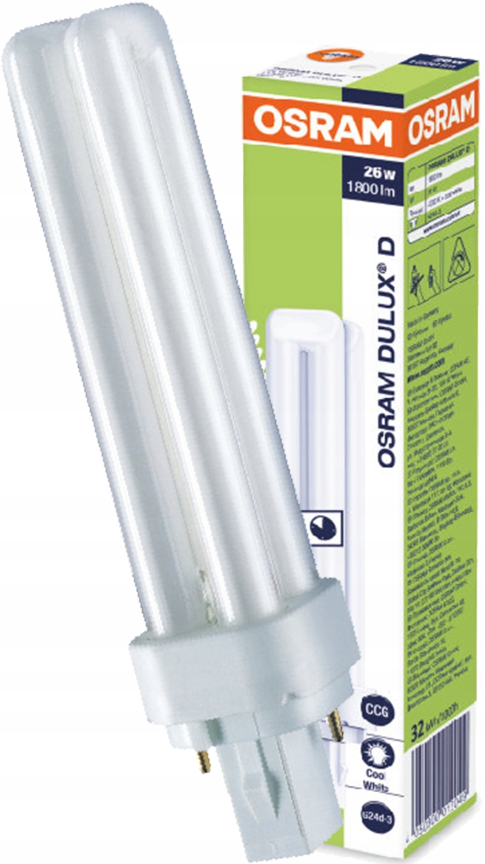 Świetlówka DULUX D 26W G24d-3 1800lm 4000K OSRAM (4050300012049) • Cena ...
