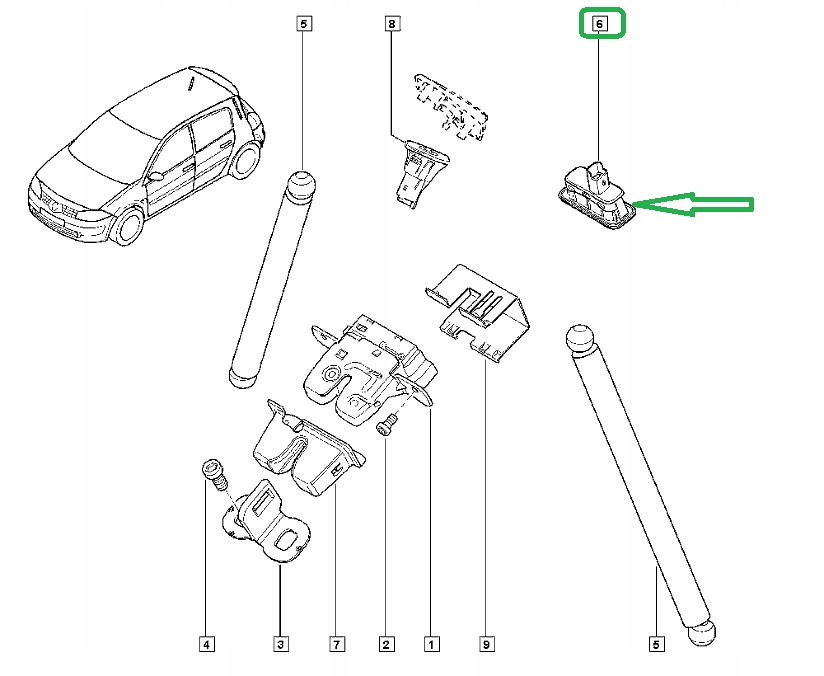 8200076256 Кнопка включения двери багажного отсека Renault Megane 2 3 ...