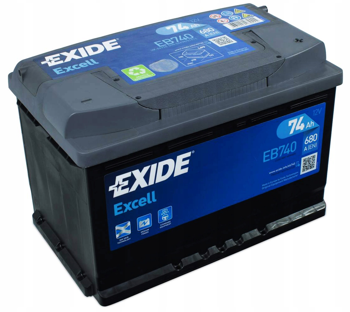 AKUMULATOR EXIDE EXCELL 74AH 680A EB740 3661024034555 za 318.99PLN z ...