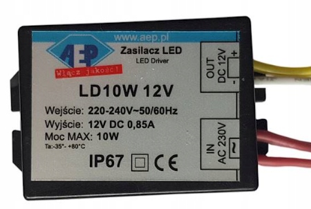 Zasilacz do oświetlenia LED AEP LD10W_12V • Cena, Opinie - Allegro