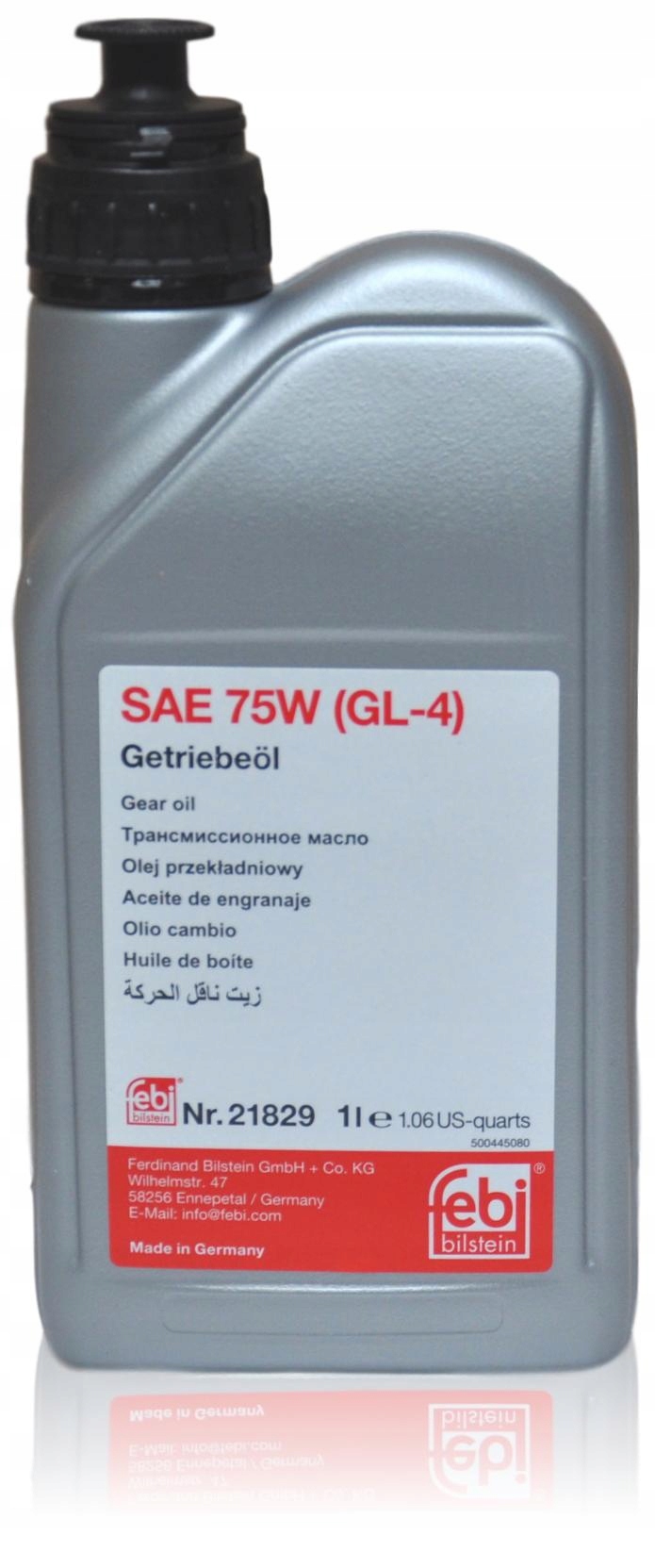FEBI 21829 OLEJ PRZEKŁADNIOWY MTF (1L) SAE 75W API 21829 za 45,99 zł z ...