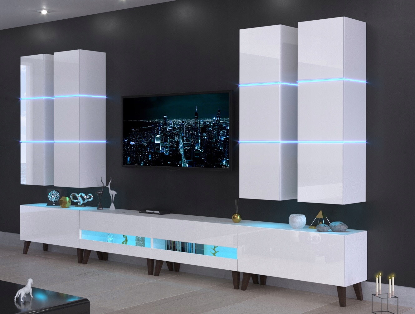 Meblościanka Zestaw Meble Ścianka Salon RTV N51 (5905528024666) • Cena ...