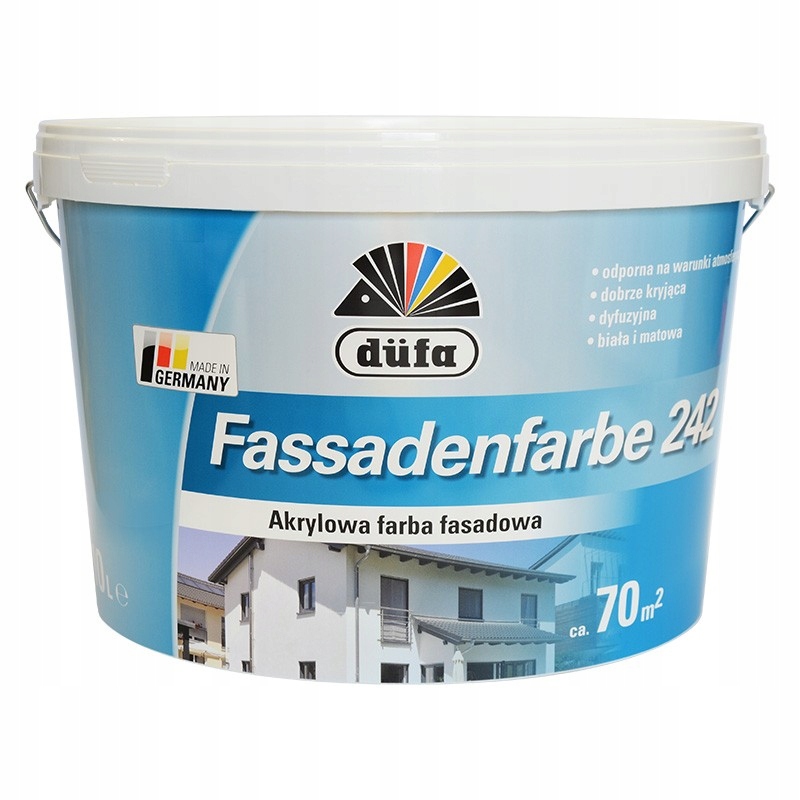 Farba akrylowa fasadowa düfa 10 l mat (4006415211723) • Cena, Opinie • Farby 8476357625 • Allegro