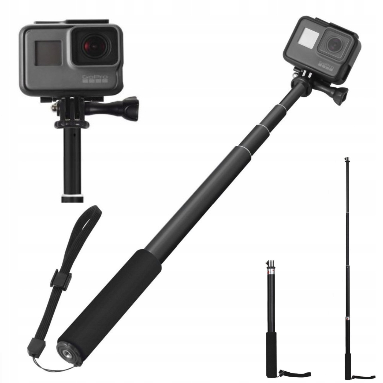 STICK SELFIE KIJEK SOLIDNY WYTRZYMAŁY UCHWYT DO GOPRO HERO 7/8/9/10/11 ...