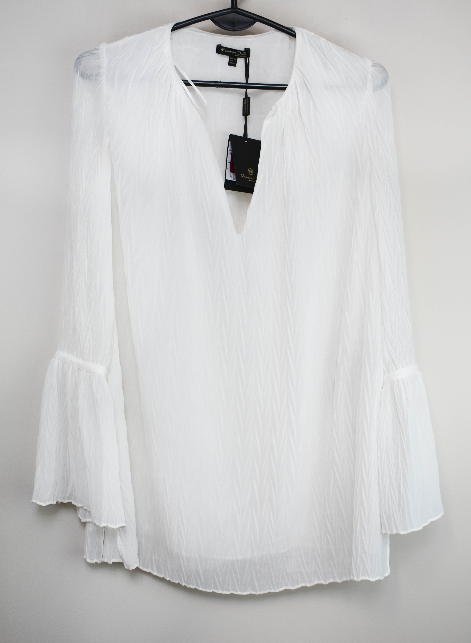 MASSIMO DUTTI biała bluzka marszczona tkanina 34 13779994552 - Allegro.pl