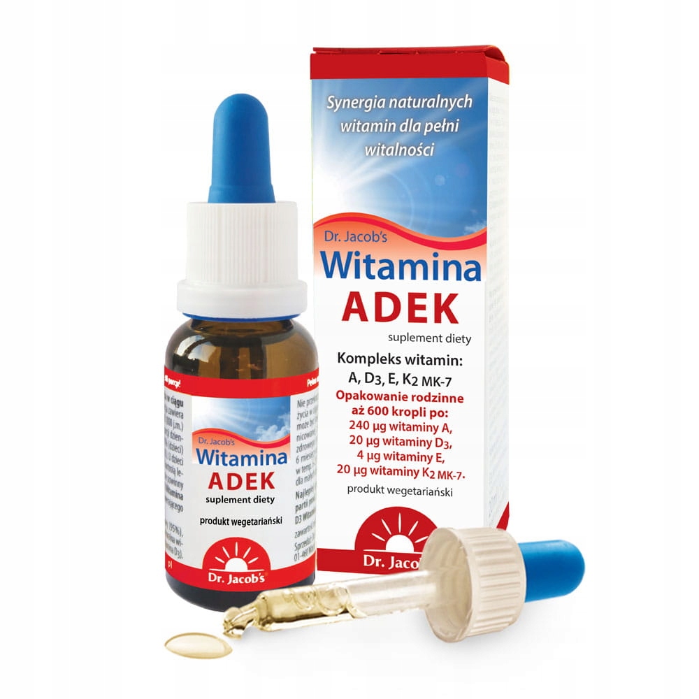 JACOBS ADEK Vitamin A D3 E K2 MK-7 kapky +bonus za 374 Kč - Allegro