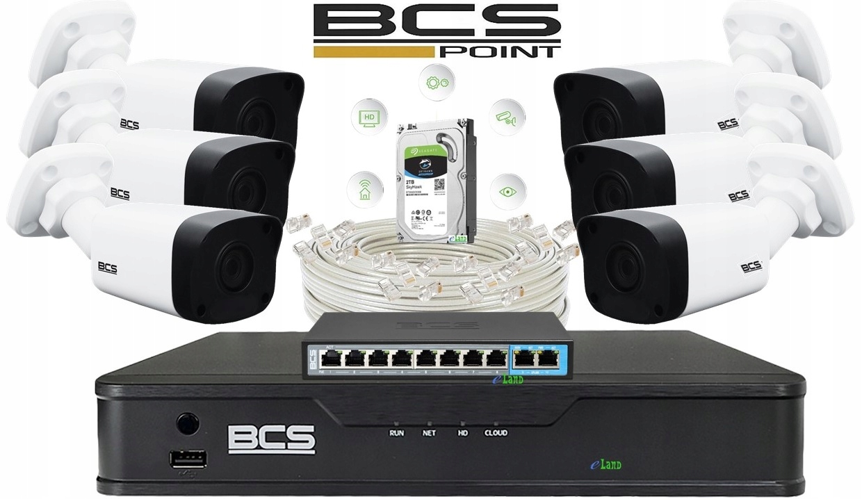 Zestaw Monitoringu BCS Point 4 kamer IP FullHD 2TB - Sklep, Opinie ...