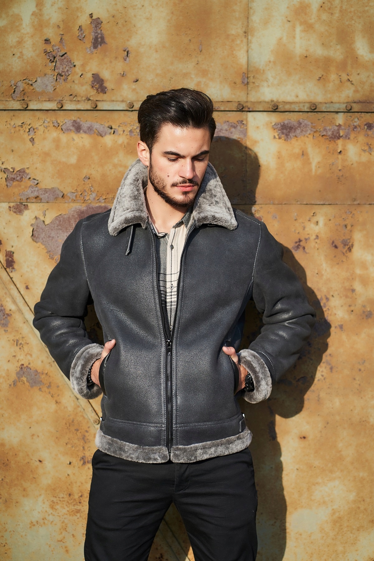 Kożuch MĘSKI / pilotka / kurtka / SKÓRA r. M • Cena, Opinie • Kurtki ...