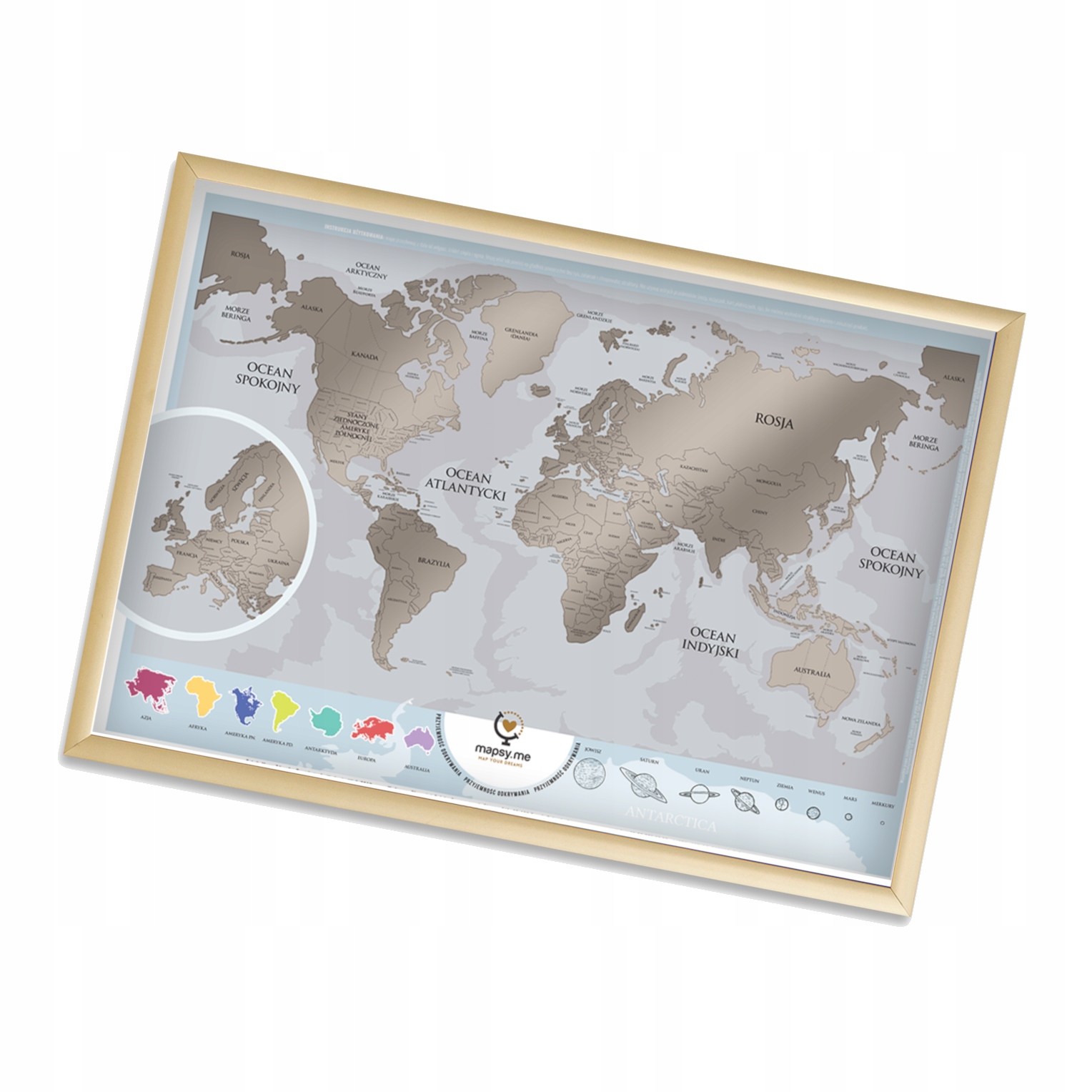 Mapa Zdrapka Premium + Złota Aluminiowa Rama (5907348405427) • Cena ...