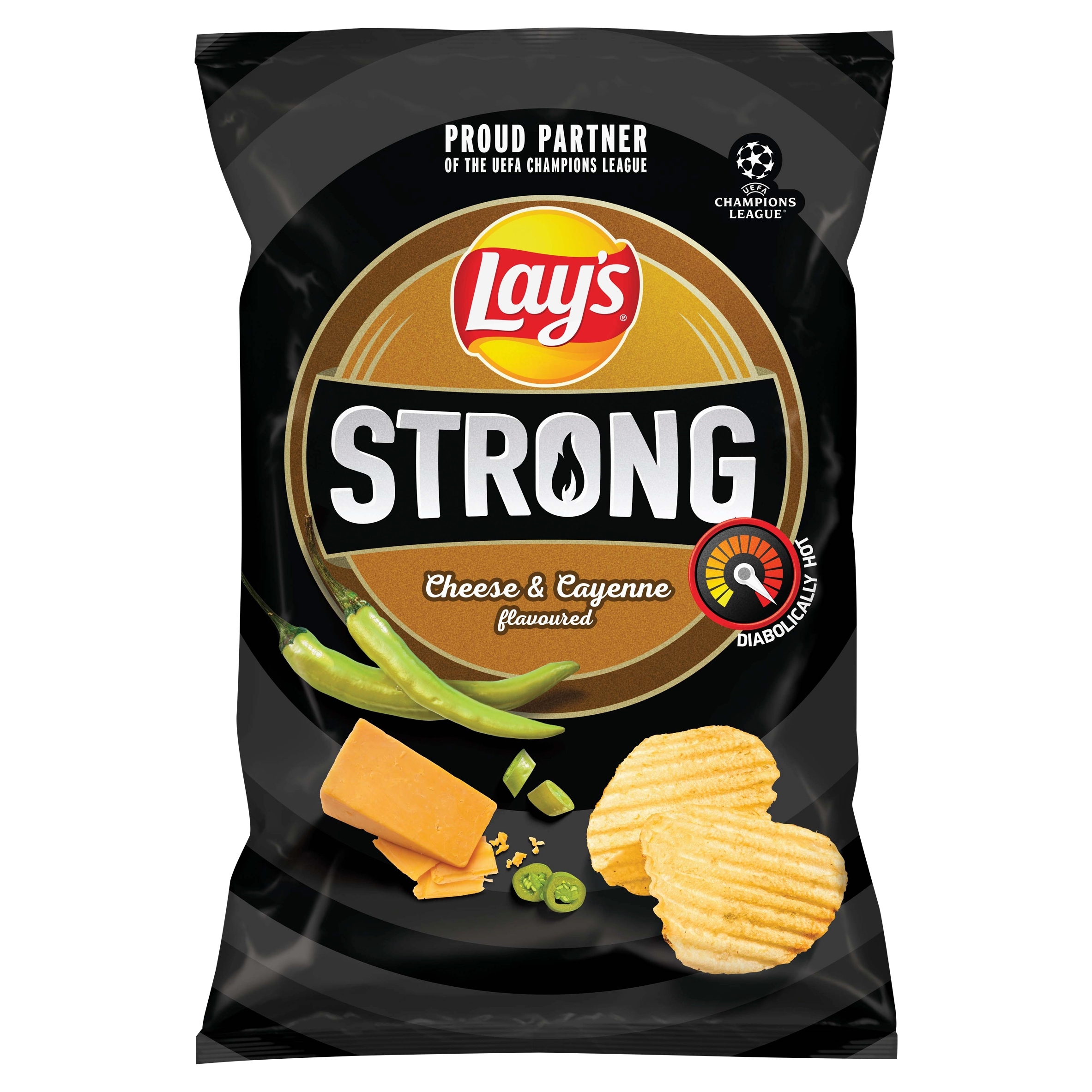 Lay's Strong Chipsy ziemniaczane karbowane o smaku sera i ostrej ...