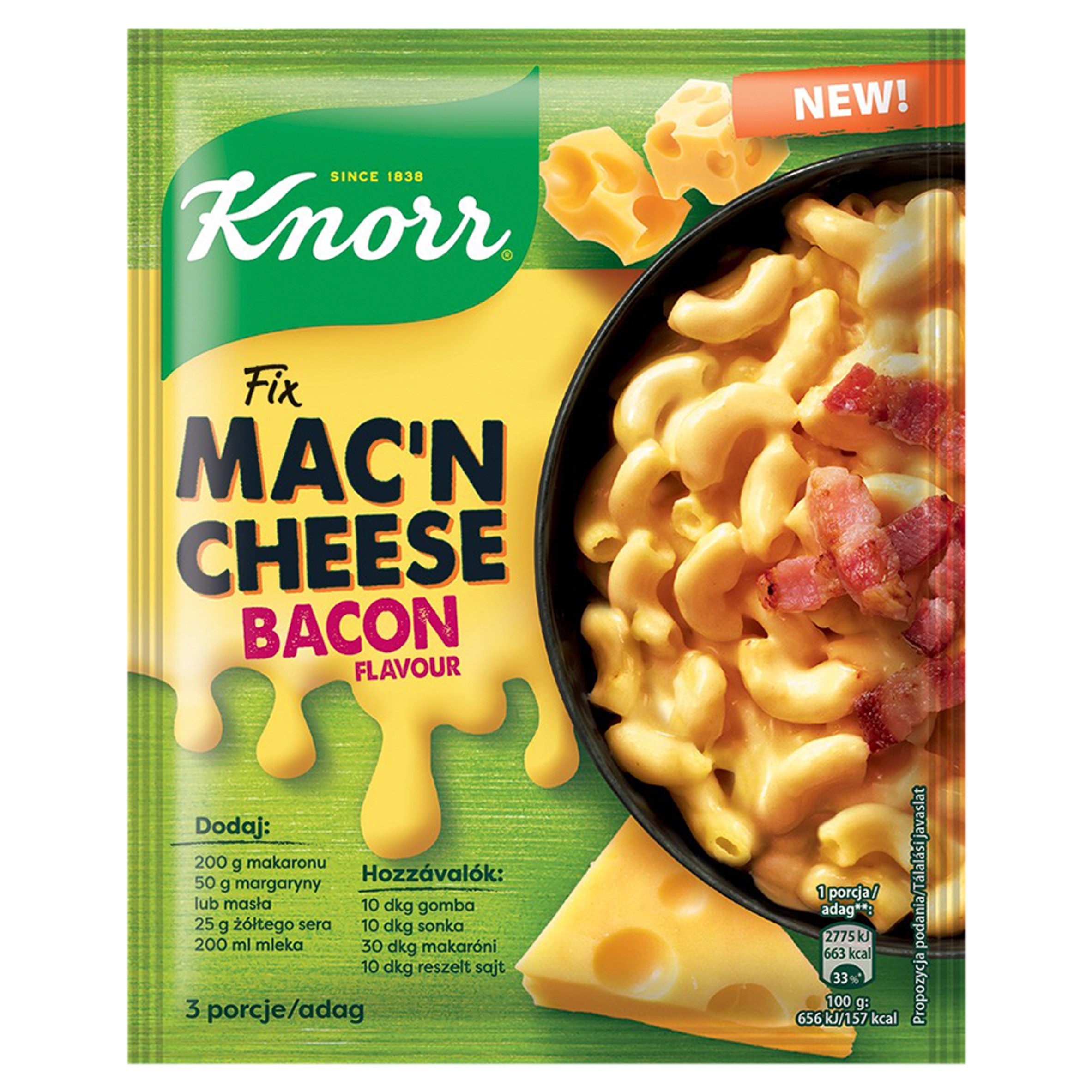 Knorr Fix mac'n cheese o smaku bekonu 33 g (8721201950056) • Cena ...