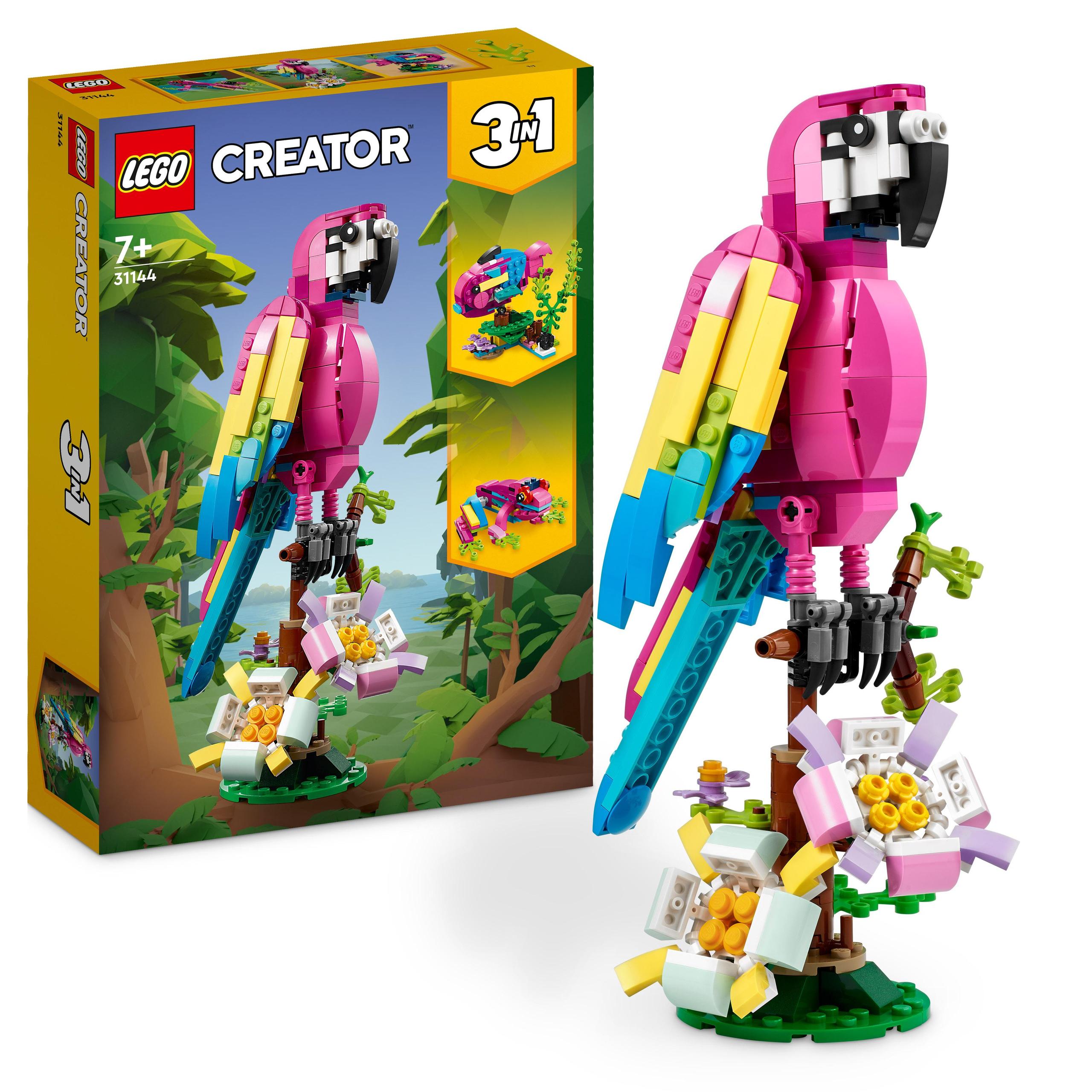 LEGO Creator 3w1 EGZOTYCZNA PAPUGA RÓŻOWA 31144 PAPUGA - RYBA - ŻABA ...