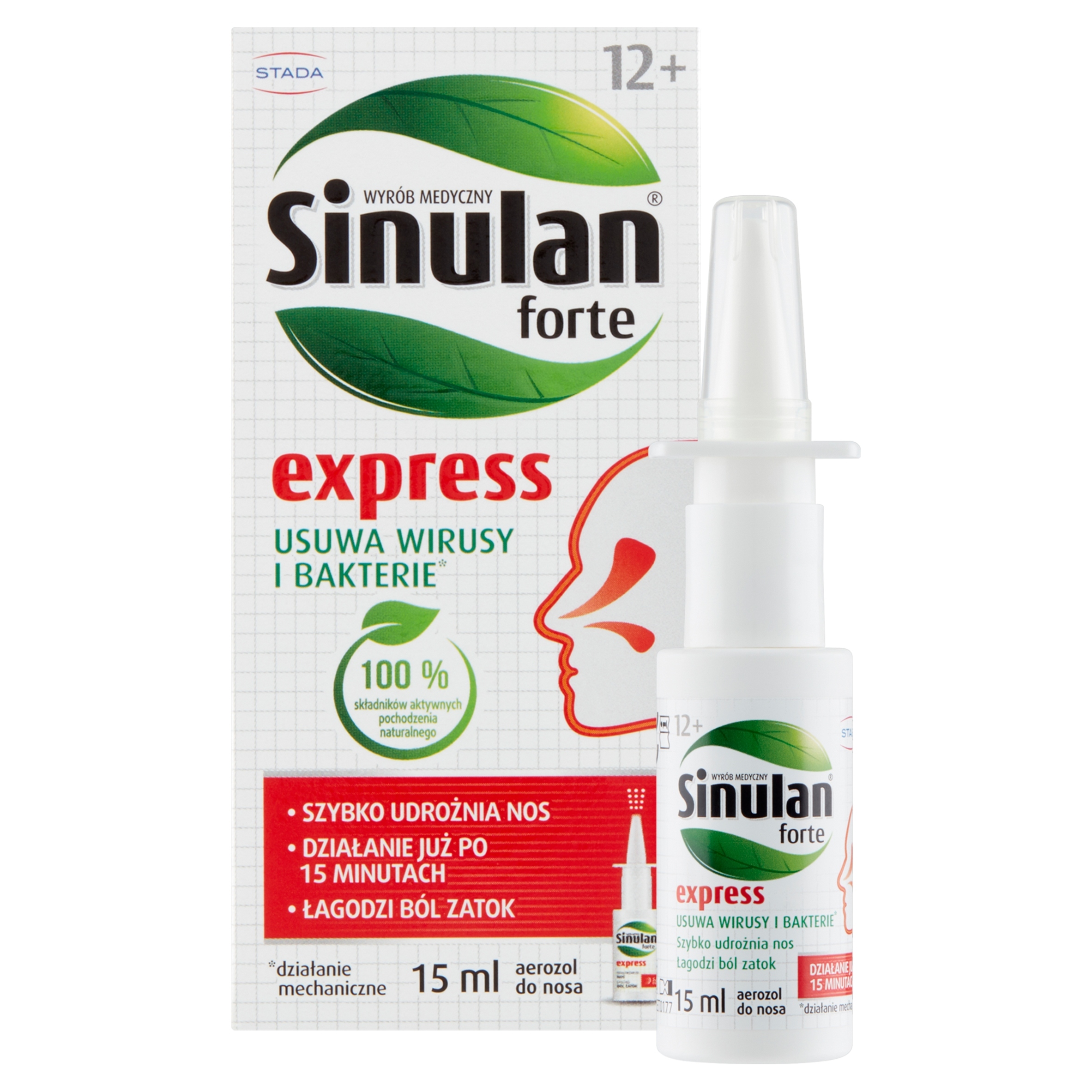 SINULAN EXPRESS FORTE AREOZOL DO NOSA NA KATAR ZATOKI NIEŻYT NOSA 15ml 14834536752 - Allegro.pl