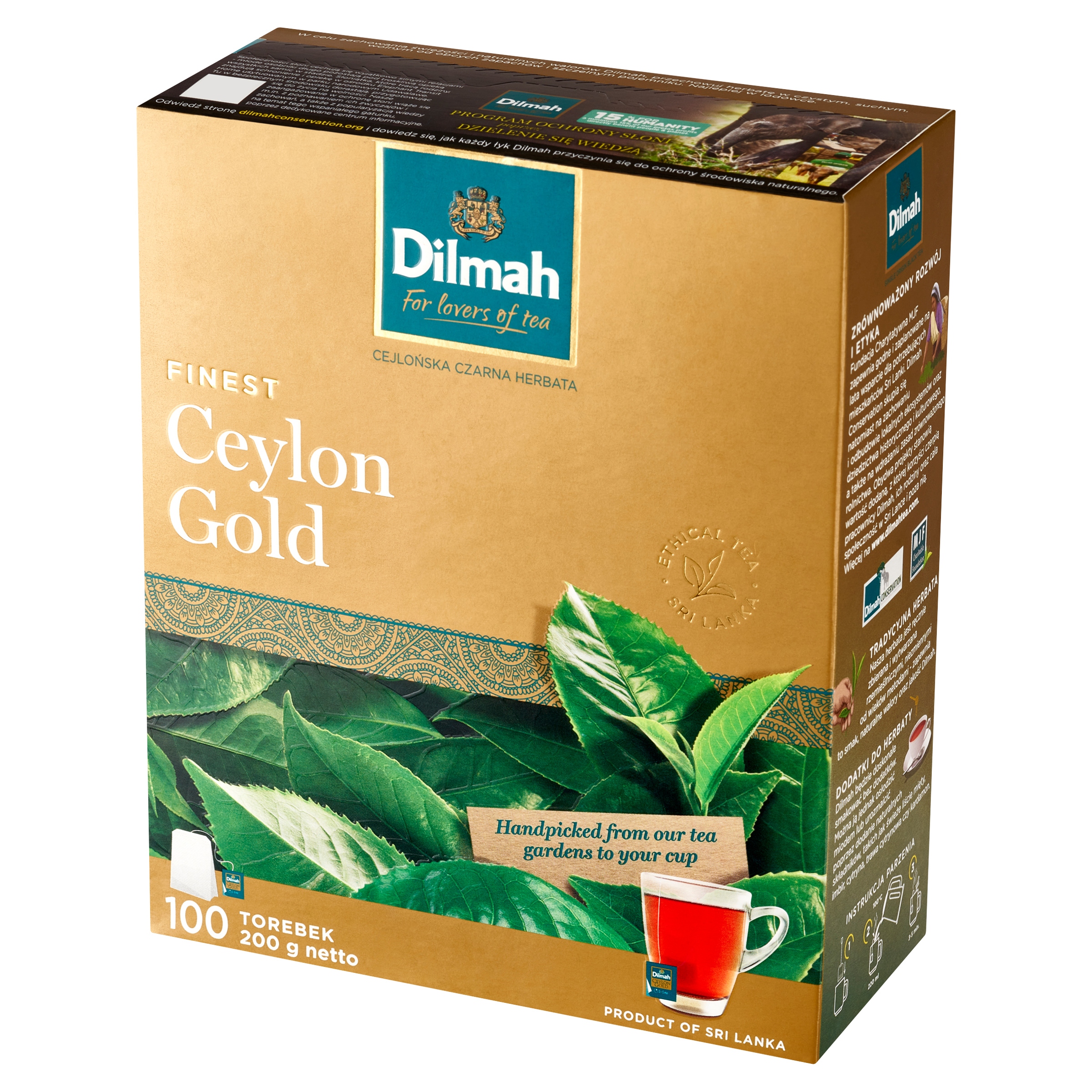 Herbata Dilmah Ceylon Gold czarna 100 torebek 200 g (9312631122596 ...