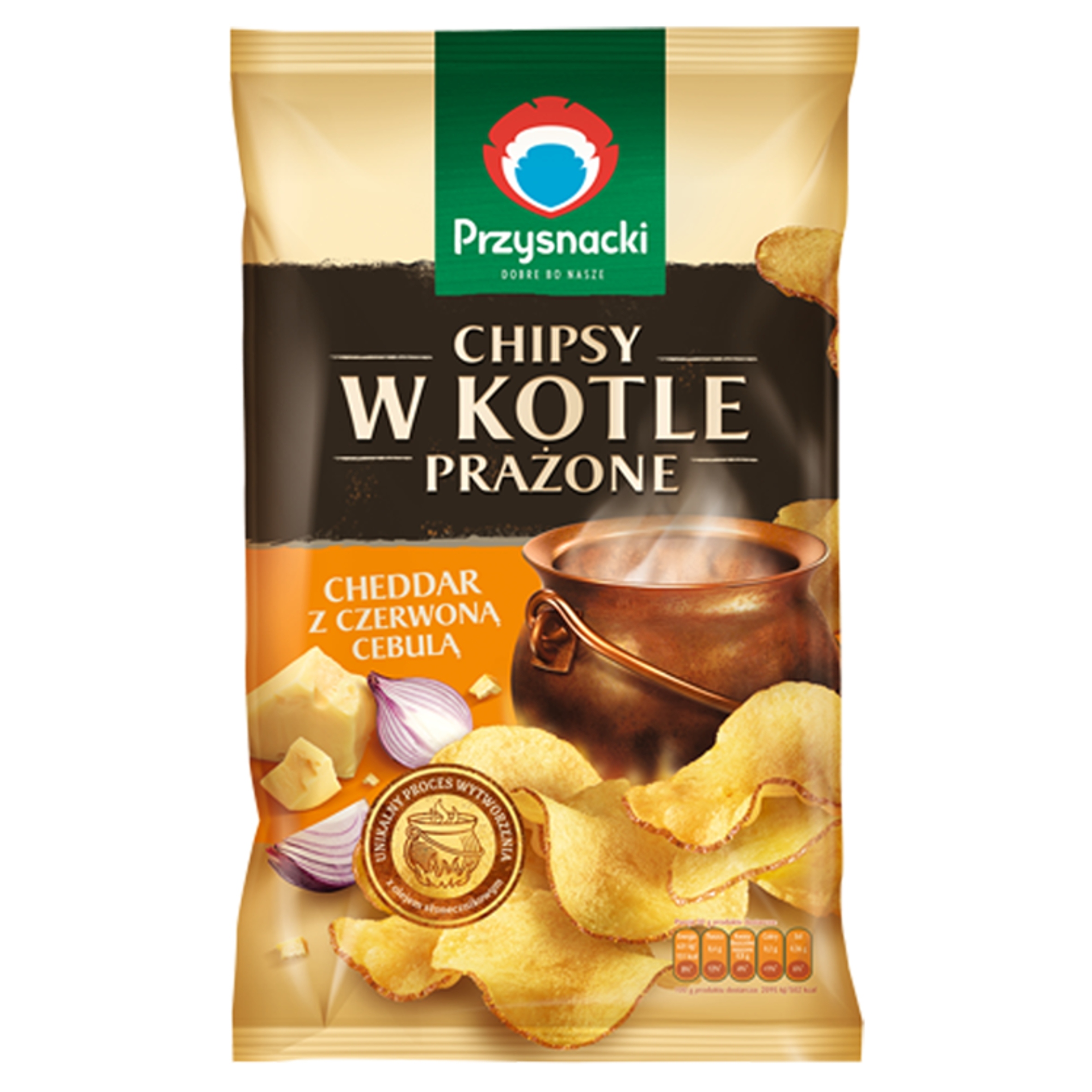 Przysnacki Chipsy w kotle prażone cheddar z czerwoną cebulą 125 g ...