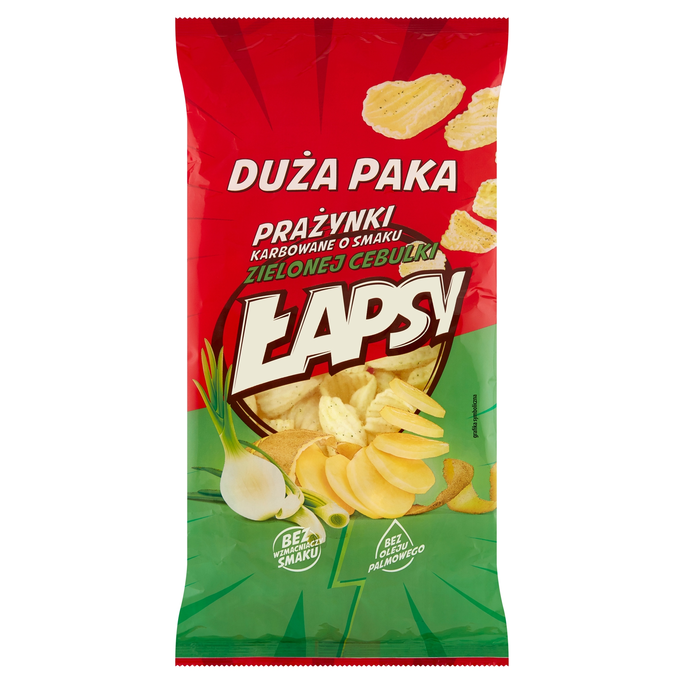 Łapsy Prażynki karbowane zielonej cebulki 110g (5908221108398) • Cena ...