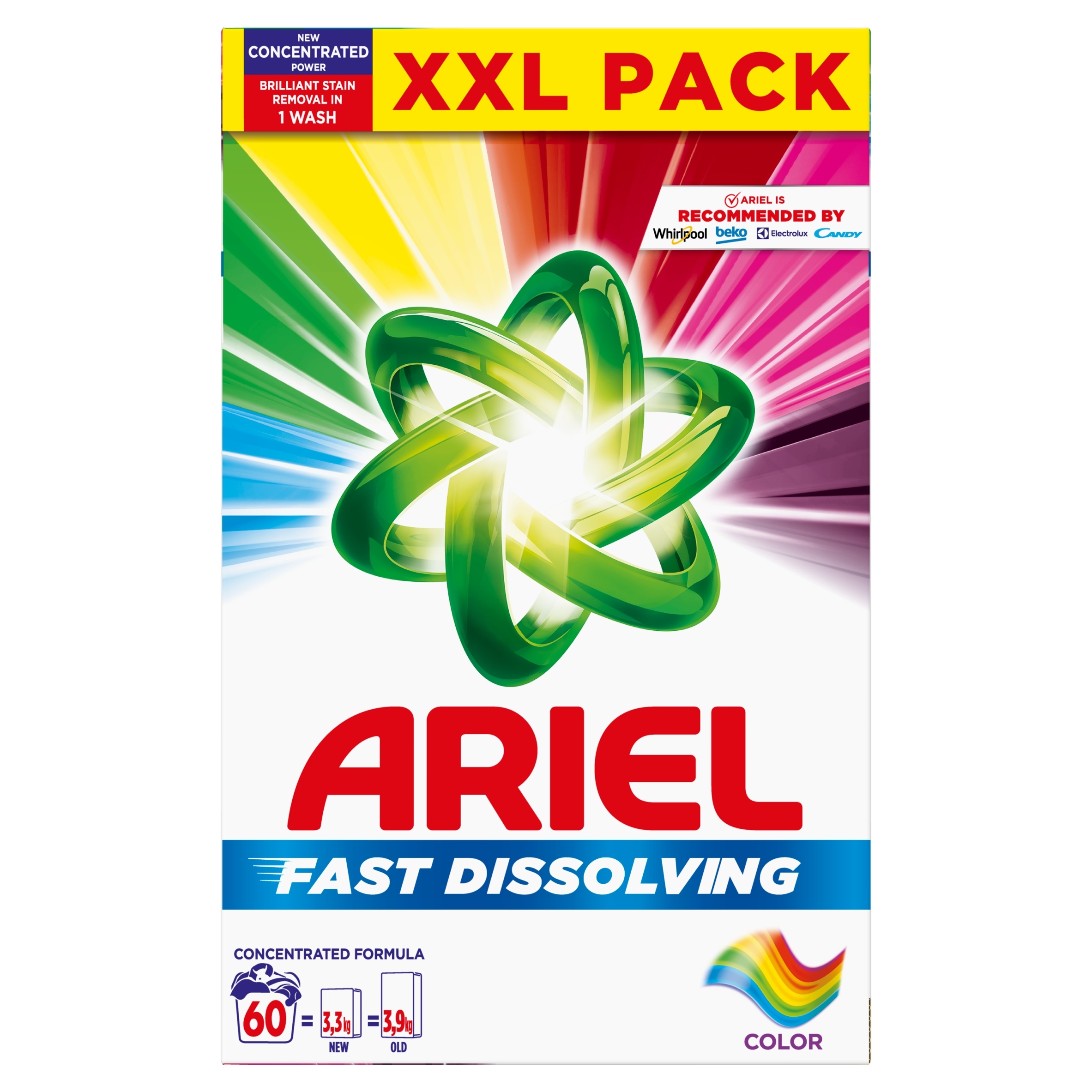 ARIEL COLOR FAST DISSOLVING XXL PROSZEK DO PRANIA KOLORÓW 3,3 KG 60 ...