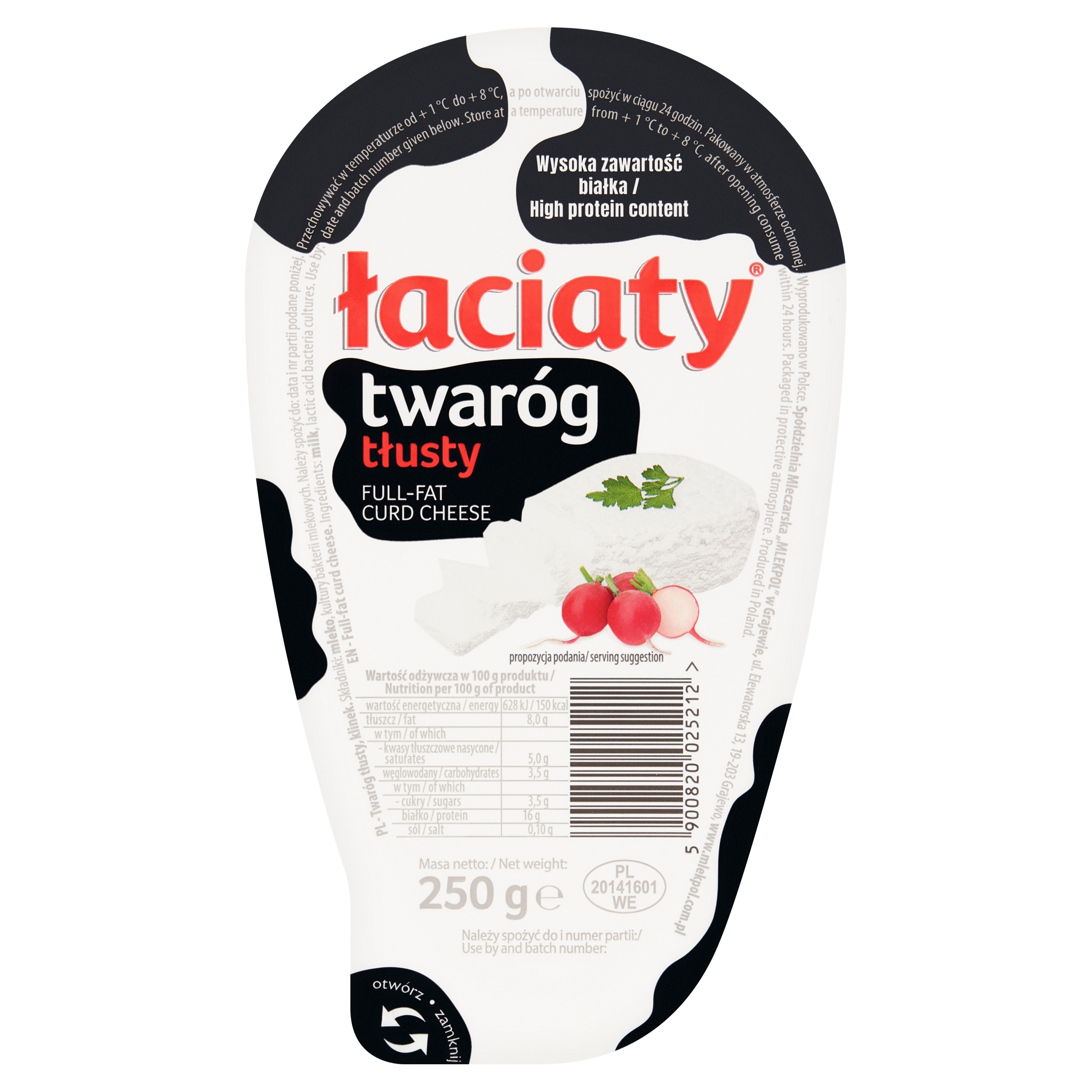 ŁAC.TWARÓG TŁUSTY KLINEK 250G 16844986458 - Allegro.pl