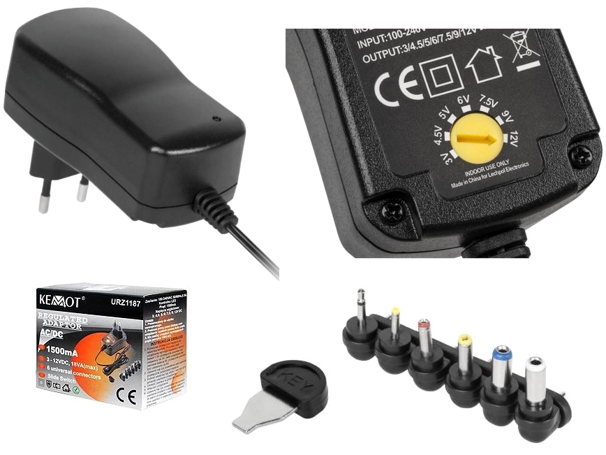 ZASILACZ UNIWERSALNY 3V 4.5V 5V 6V 7.5V 9V 12V STABILIZOWANY Z REGULACJĄ - Sklep, Opinie, Cena w ...