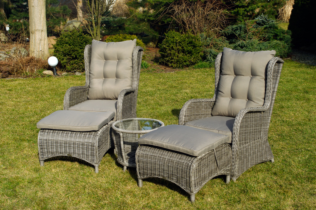 Fotele Ogrodowe z podnózkami Meble Ogrdowe Rattan - 7247562541 ...