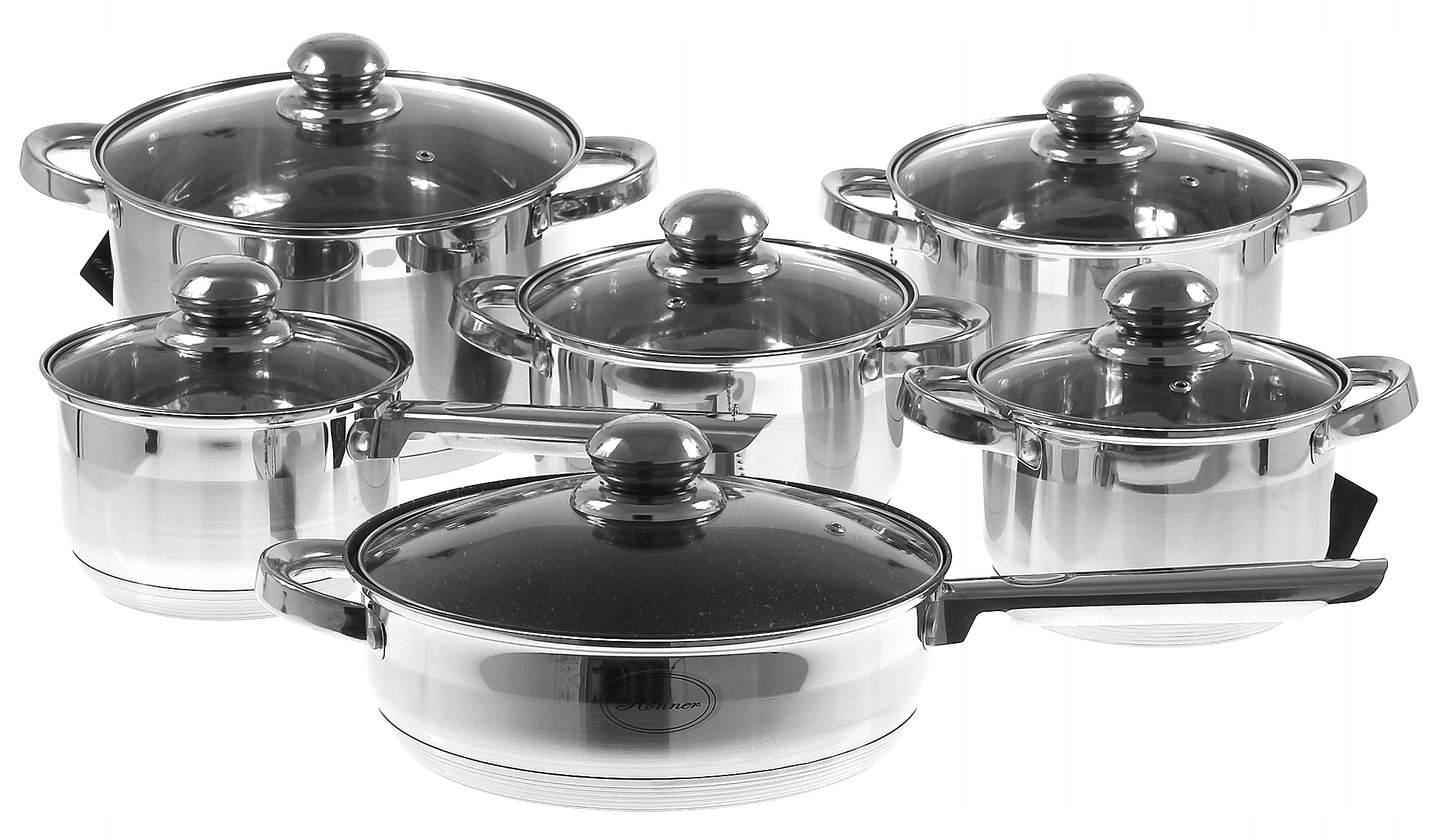 KOMPLET GARNKÓW 12el Zestaw GARNKI Patelnia Rondel - 7548390178 ...