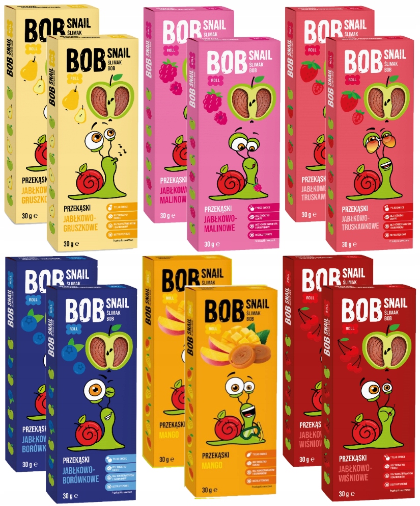 BOB SNAIL OWOCOWE PASKI ZDROWE MIX SMAKÓW 30G X12 13786143310 - Allegro.pl