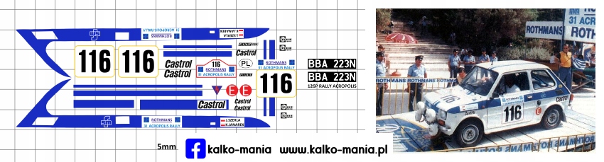 KALKOMANIA FIAT 126P RAJD ACROPOLIS 1984 1/43 • Cena, Opinie - Allegro