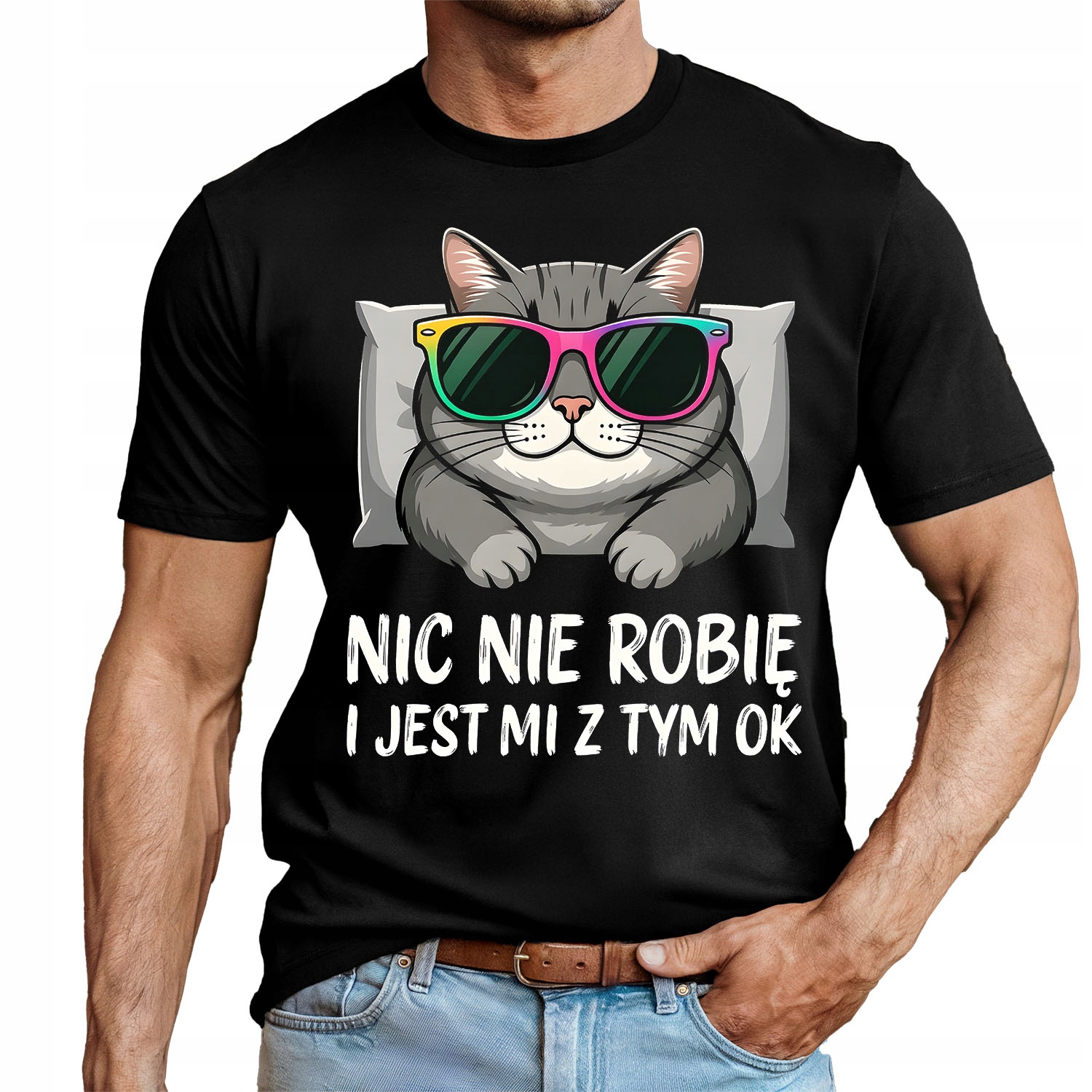 VICCES FÉRFI PÓLÓ MACSKA MINTÁVAL - SEMMIT NEM CSINÁLOK ÉS EZ ÍGY JÓ ...