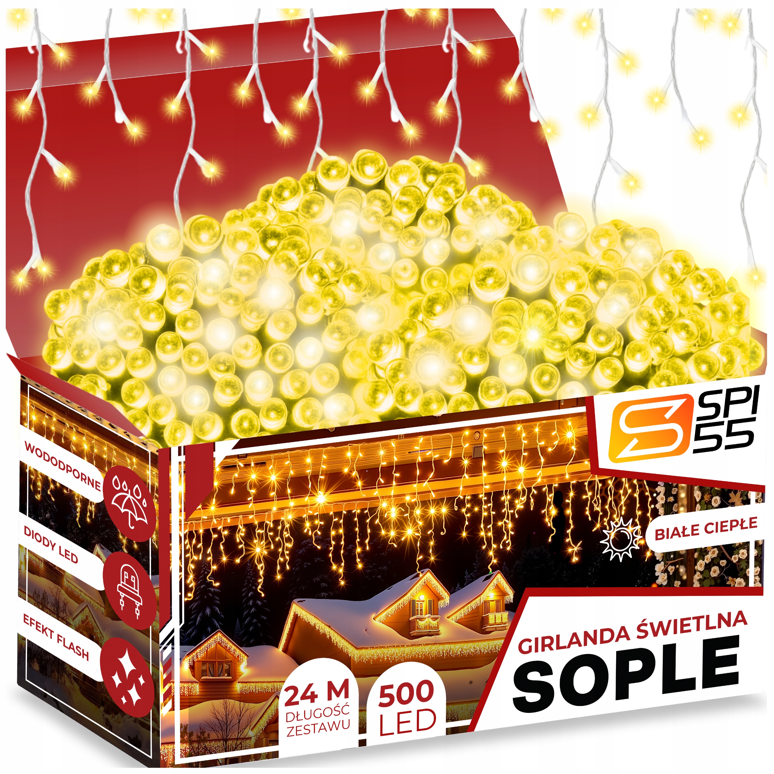 Kurtyna świetlna SPI 55 sople 301 - 500 lampek (5904204165914) • Cena ...