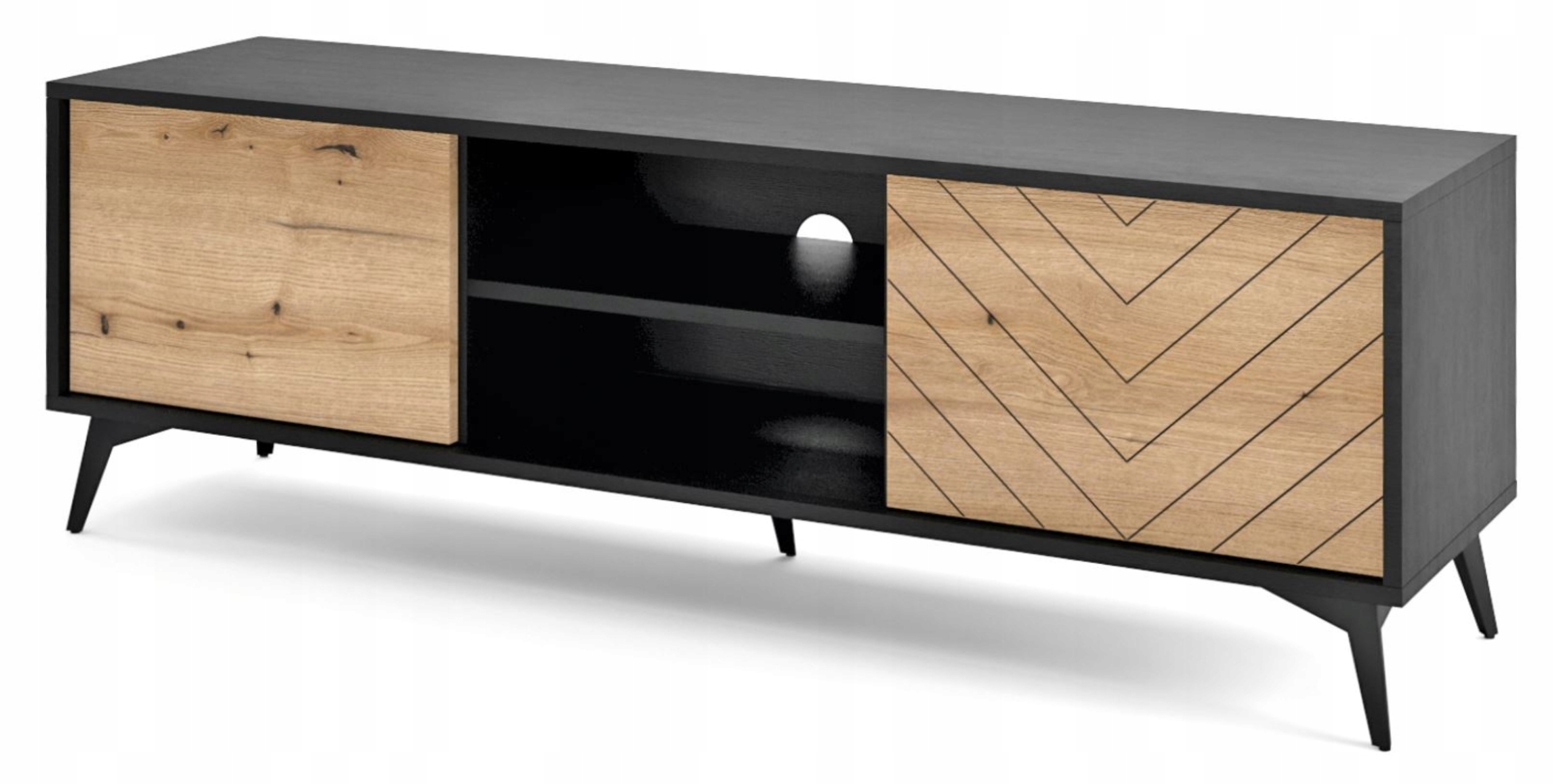 Szafka RTV154 Diamond Dąb Evoke/Czarny • Cena, Opinie • Szafki RTV ...