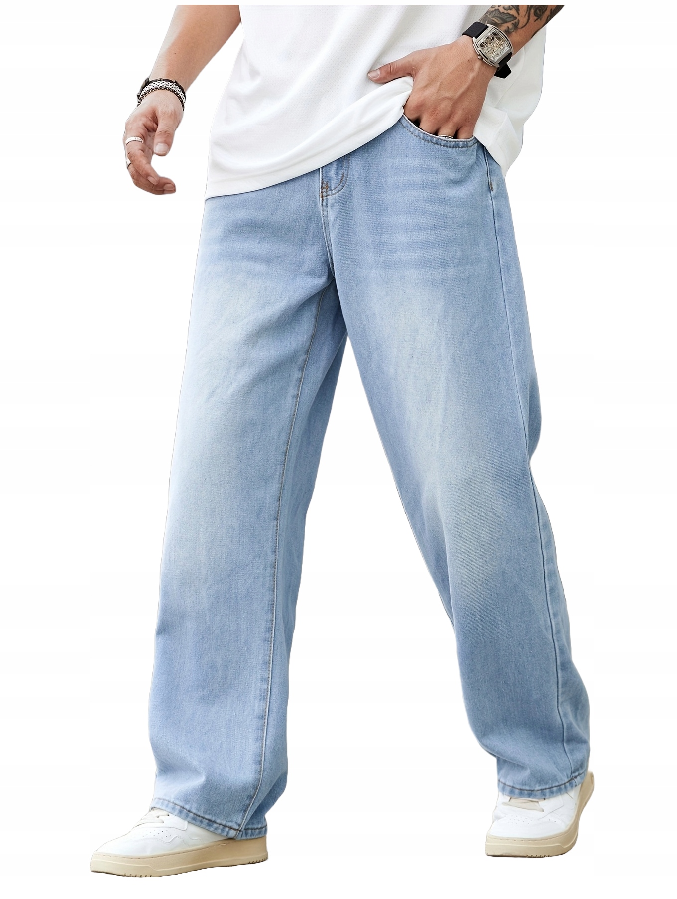 SPODNIE MĘSKIE JEANSOWE SZEROKIE NOGAWKI LUŹNE JEANSY • Cena, Opinie ...