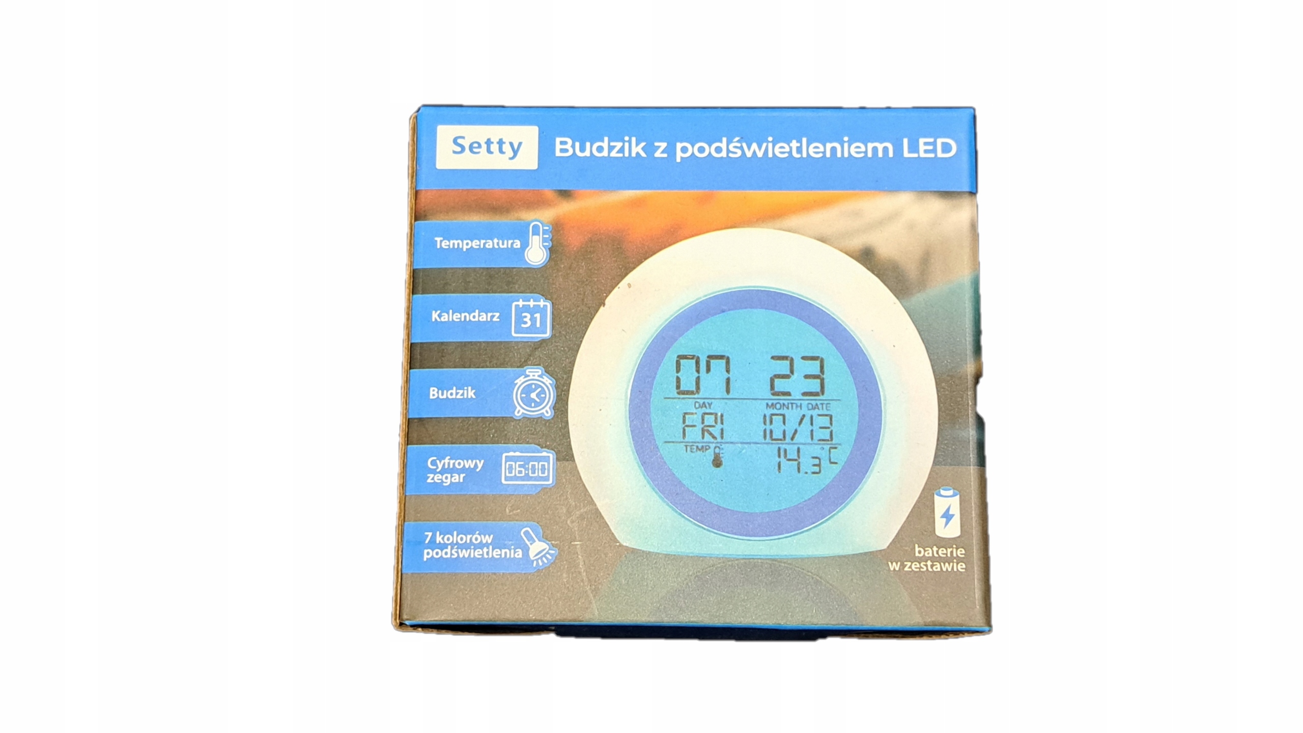 Budzik z podświetleniem LED Setty Niebieski • Cena, Opinie - Allegro