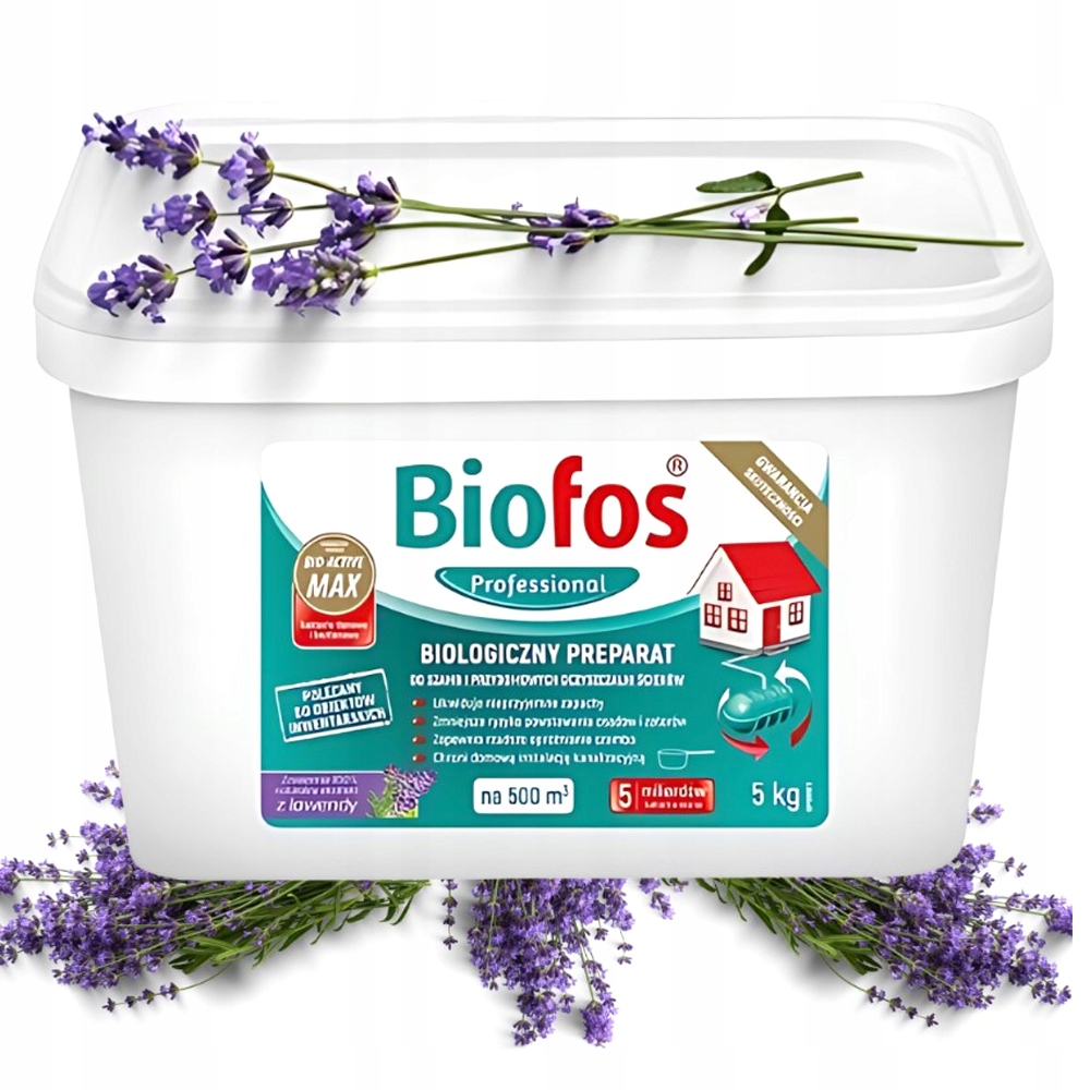 BIOFOS Bakterie do Szamba OCZYSZCZALNI Usuwa Zapach Kożuch Lawenda 5 kg ...