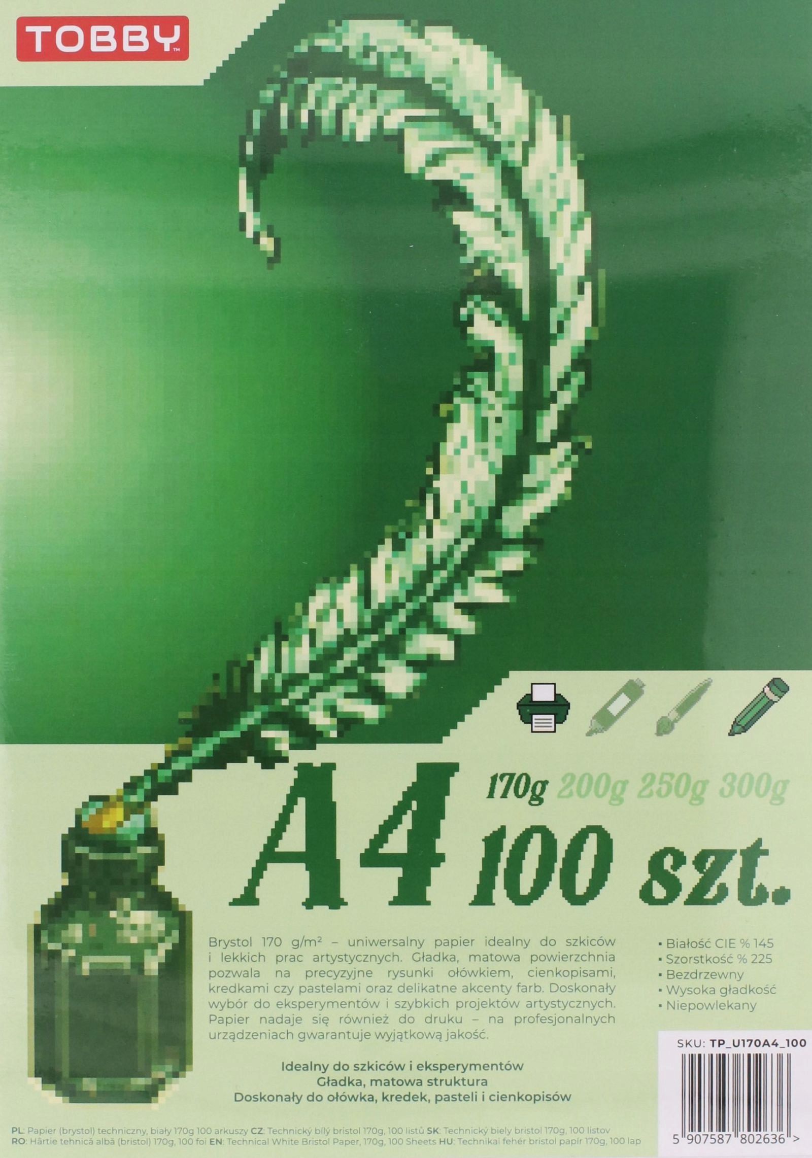 Papier biurowy Tobby format A4 170g 100 arkuszy (5907587802636) • Cena, Opinie • Papier biurowy ...