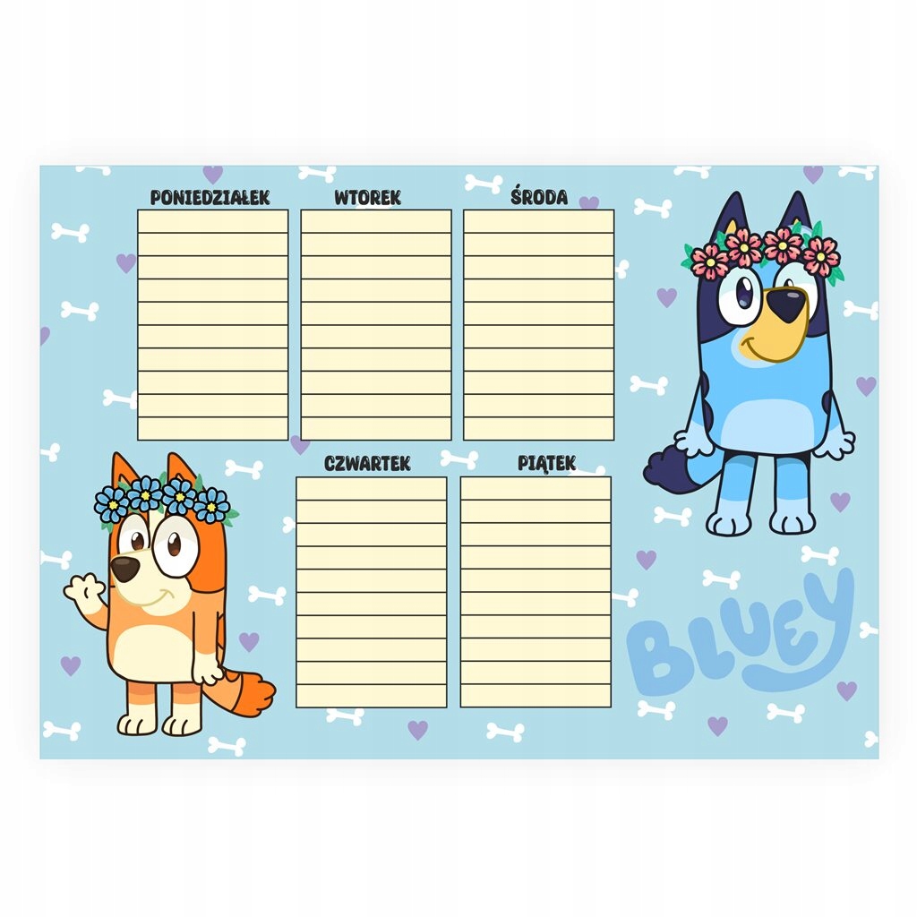 Plan Lekcji Bluey i Bingo Blue do szkoły A4 14168542624 - Allegro.pl