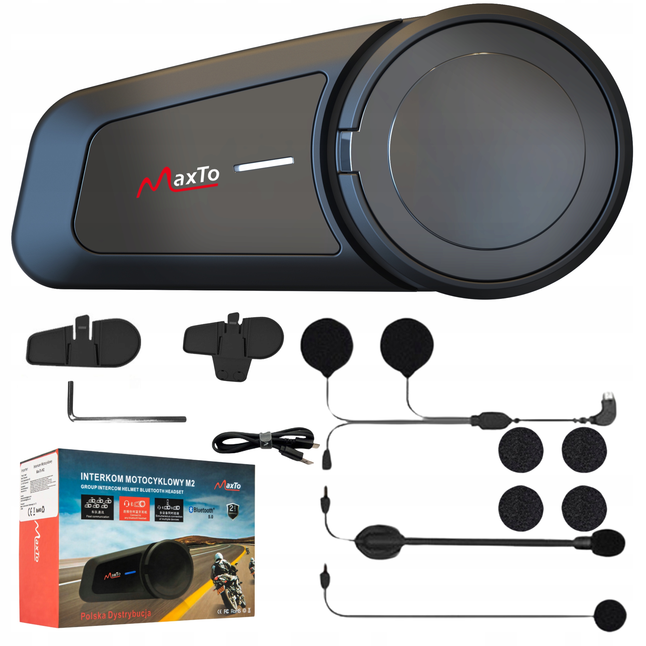 Interkom motocyklowy MaxTo M2 Polski czarny 5903815419607 za 289.00PLN ...