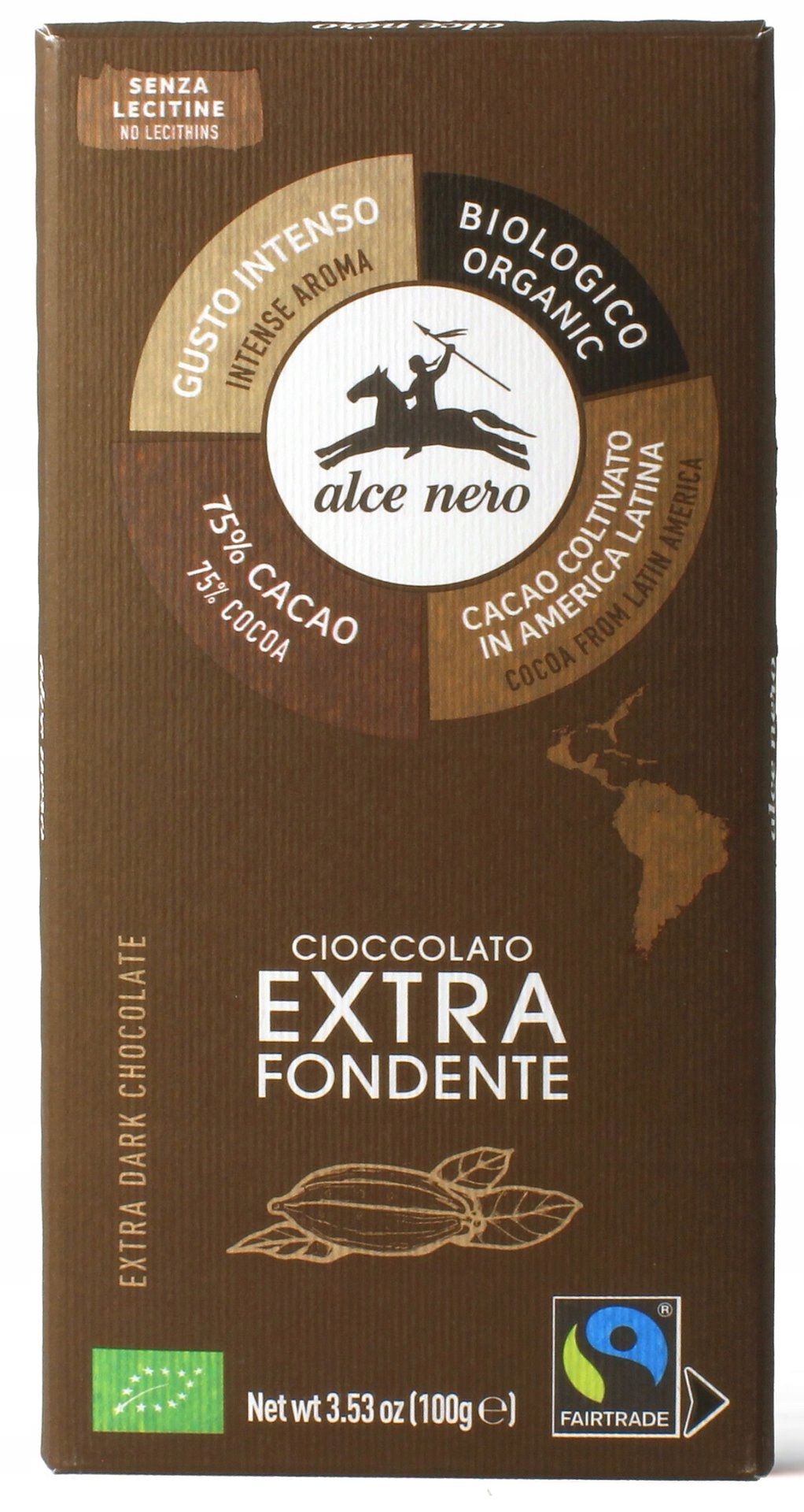 Hořká čokoláda Alce Nero 75% kakao bio v tabulce 100 g, (8009004901186) • Ceny, Recenze - Allegro