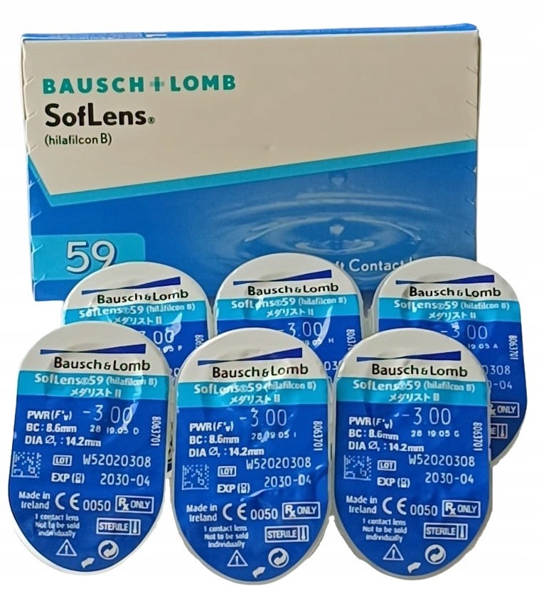 Soczewki miesięczne SofLens 59 Bausch + Lomb 6 sztuk BC 8.6 Moc: -5.75 ...
