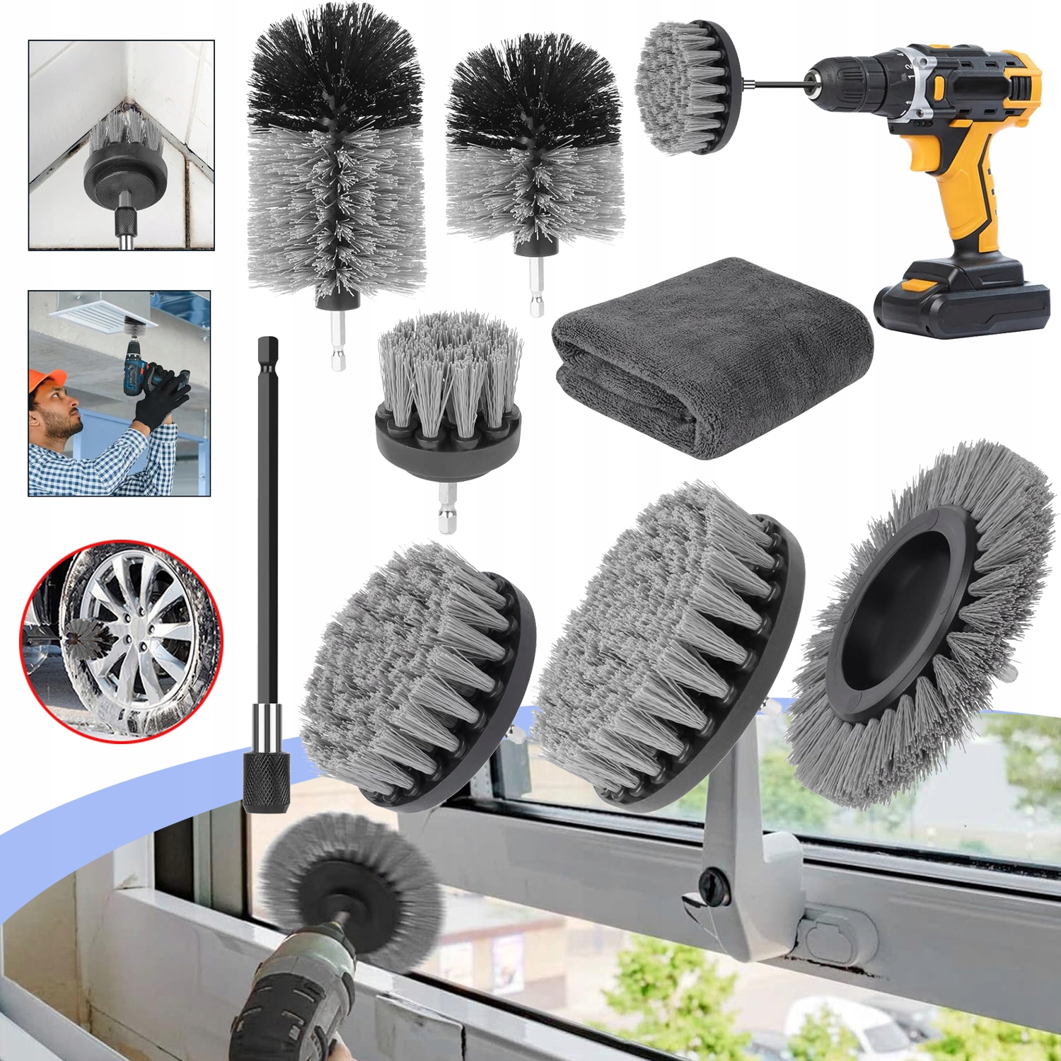 ZESTAW SZCZOTKI DO WIERTARKI NASADKA, ELEKTRYCZNEJ SZCZOTKI DO ...