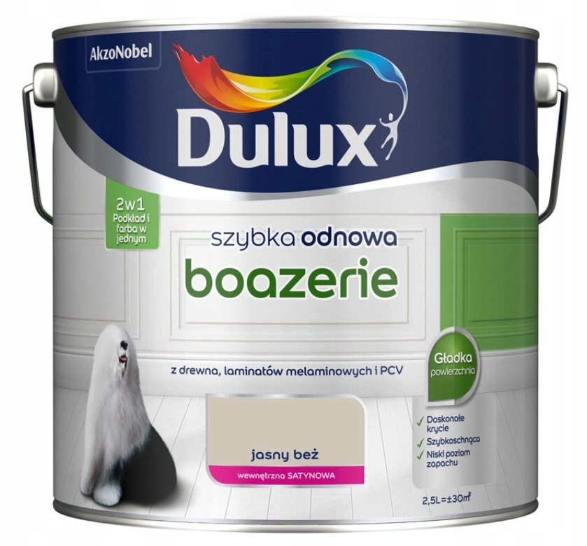 Farba akrylowa Dulux Szybka Odnowa Boazerie 2,5 l – jasny beż ...
